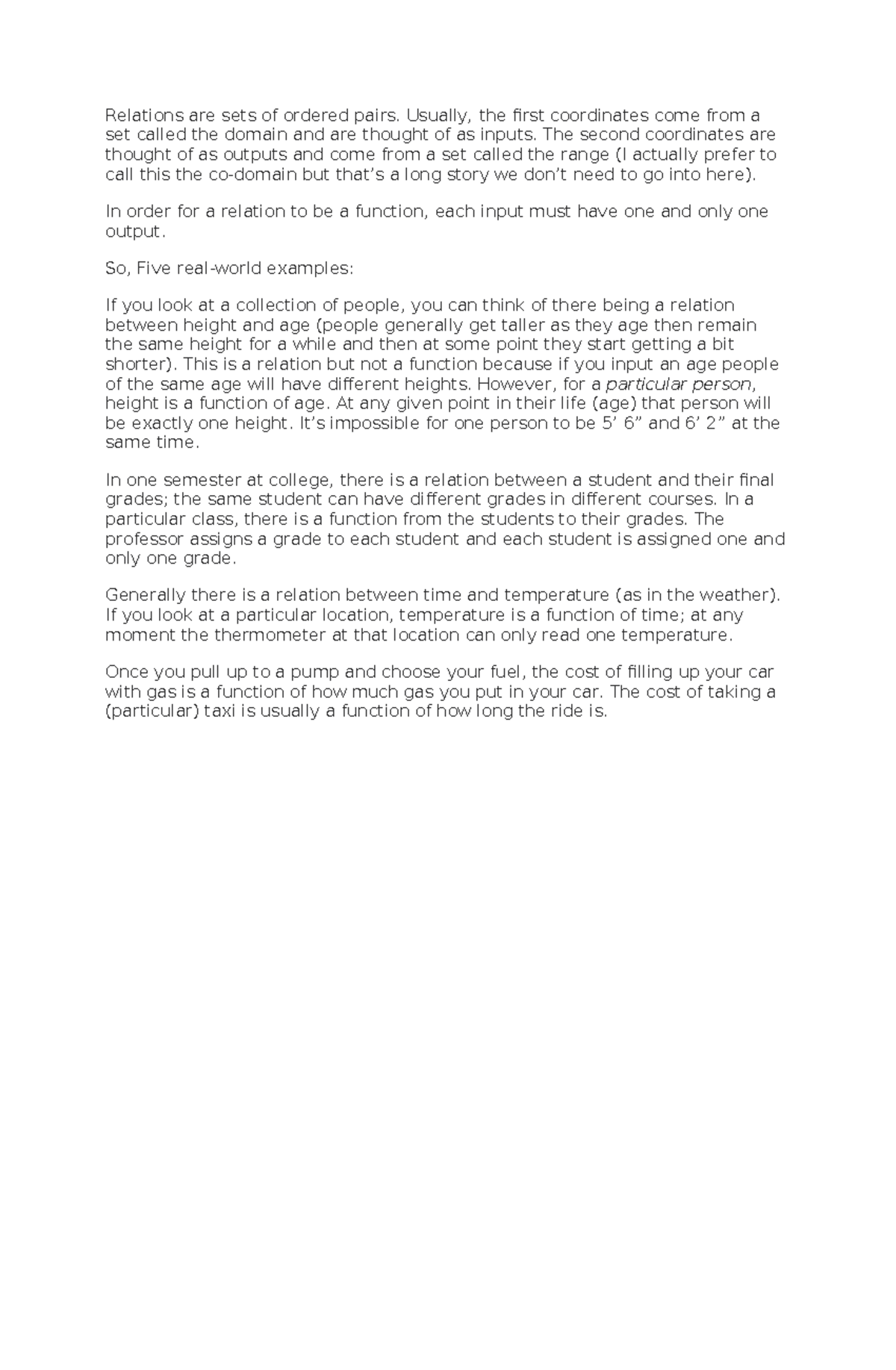 REAL LIFE Examples OF Relations AND Functions - Relations are sets of ...