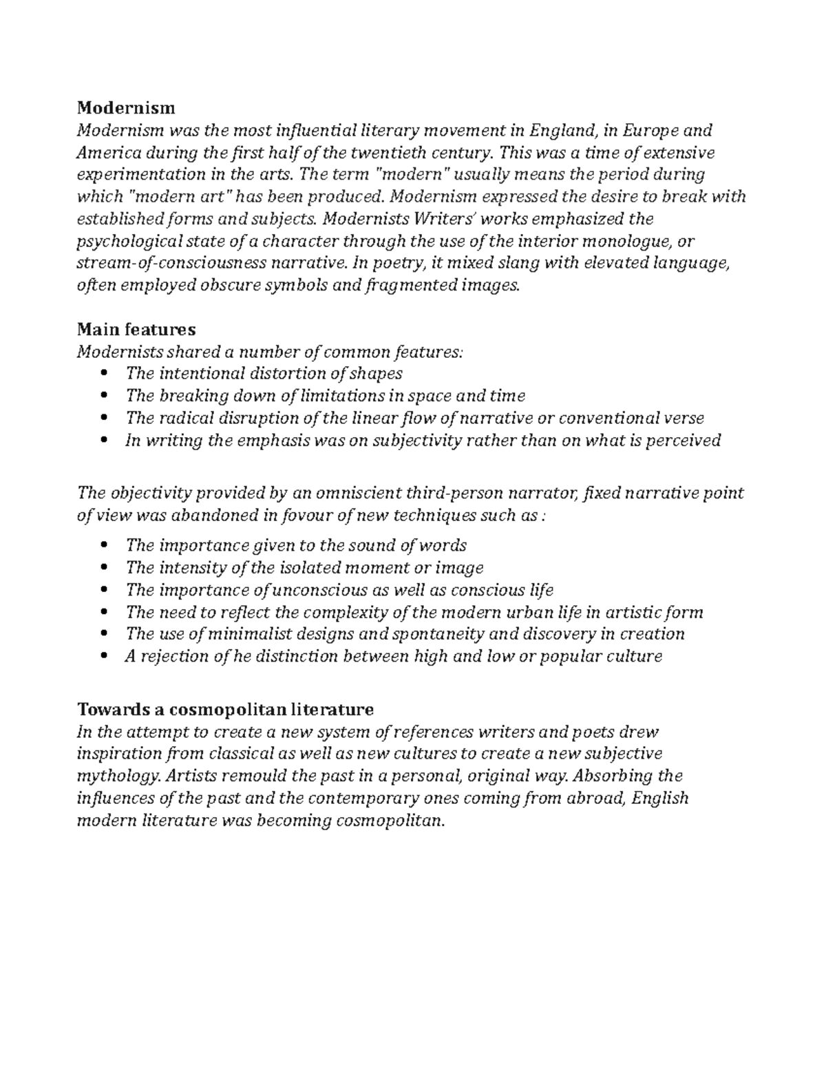 Modernism In British Literature