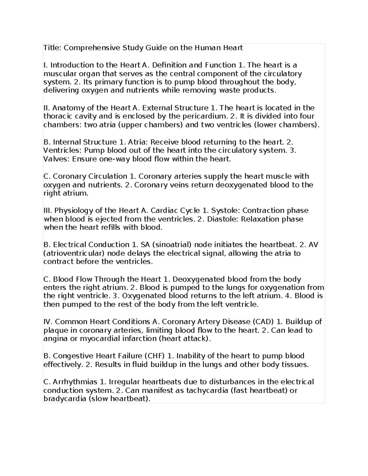 Heart original resource - Title: Comprehensive Study Guide on the Human ...