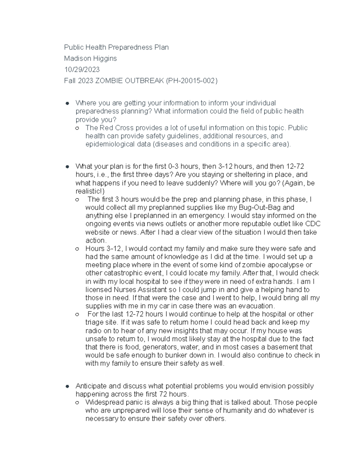 Public Health Preparedness Plan - Public Health Preparedness Plan ...