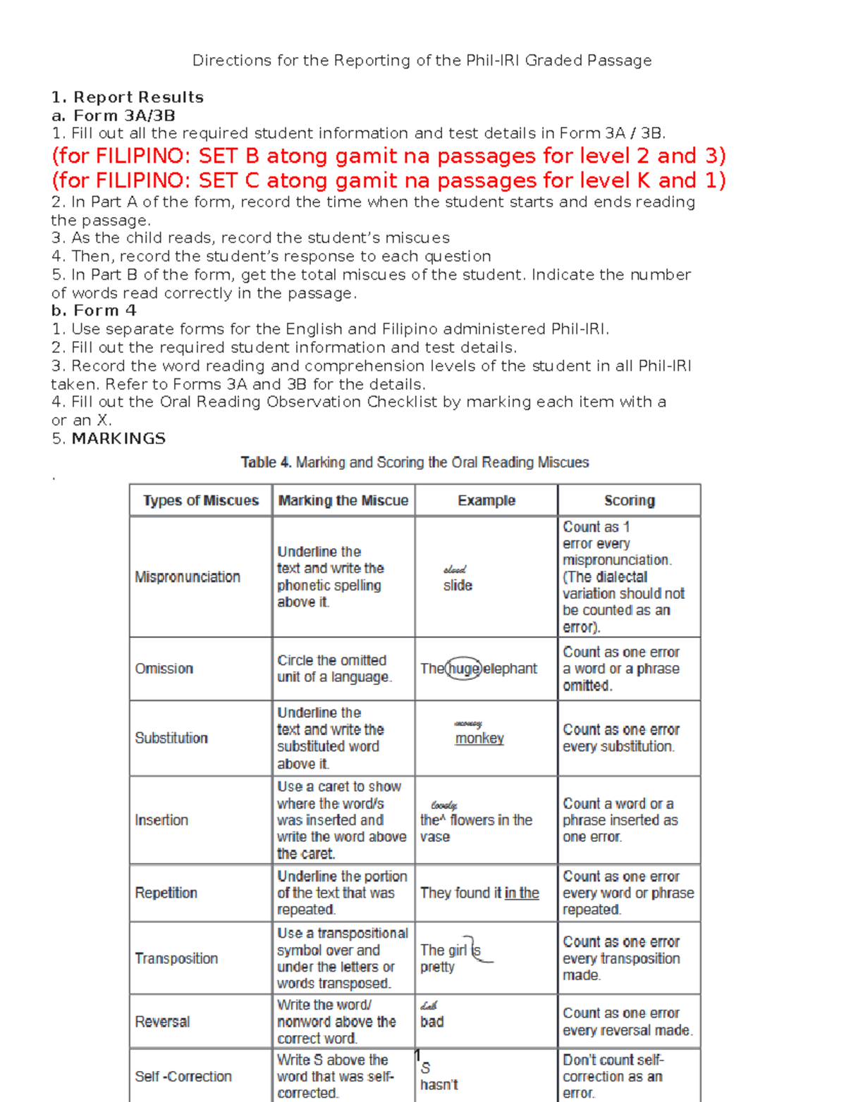 Guide stage 2 PHIL IRI - 1 Directions for the Reporting of the Phil-IRI ...