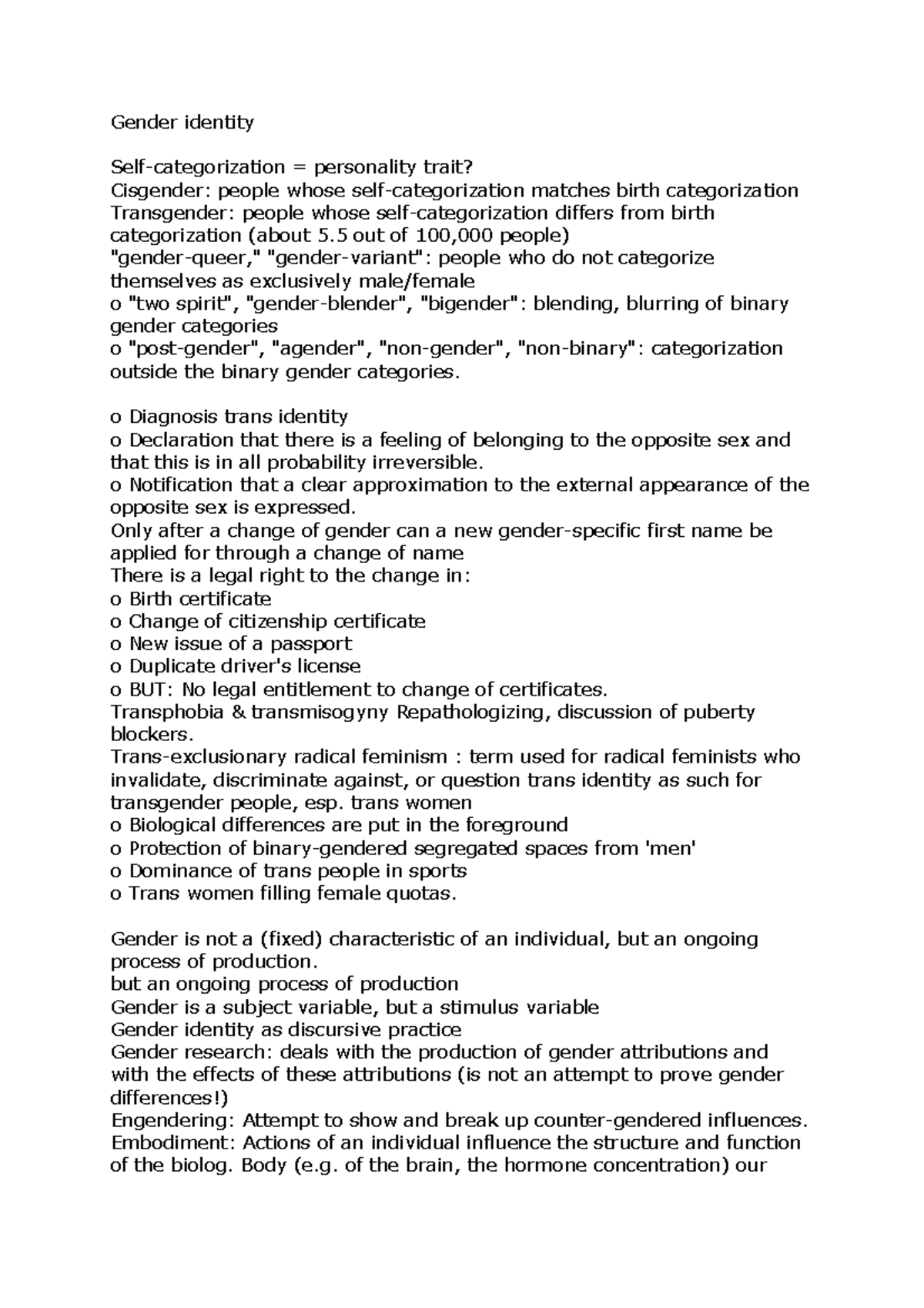 Gender identity - Social Psychology - Gender identity Self ...