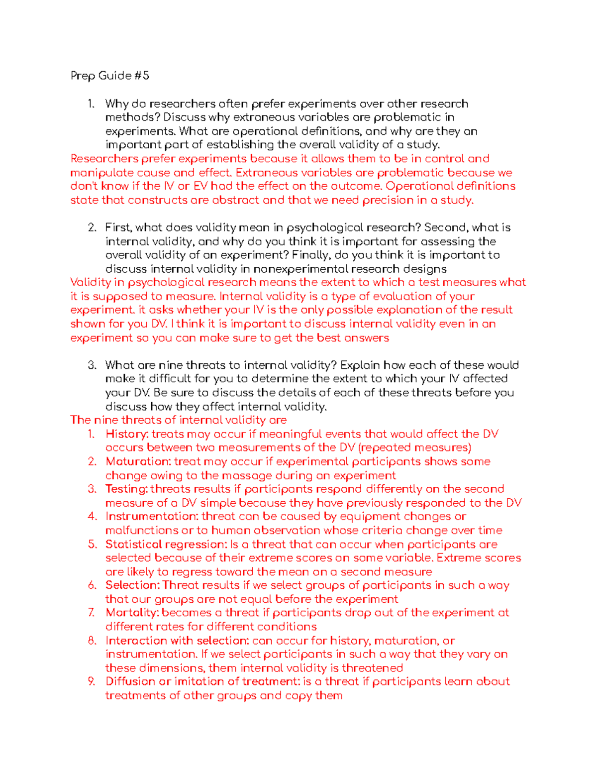 Prep Guide #5 - Prep Guide # 1. Why do researchers often prefer ...