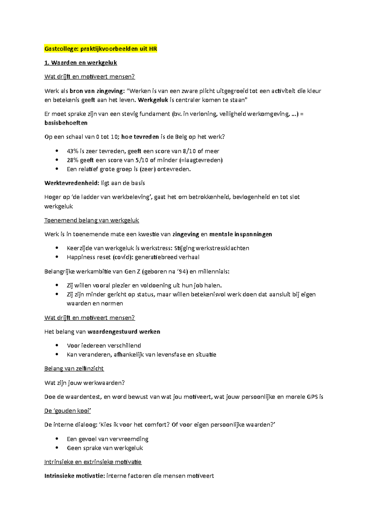 Gastcollege praktijkvoorbeelden uit HR - Gastcollege ...