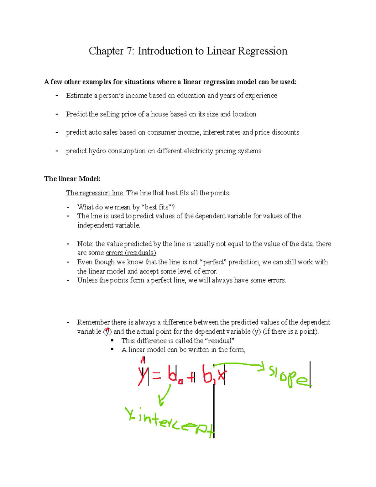Chapter 7 Notes (Business Data Analytics 1DA3) - Chapter 7 ...