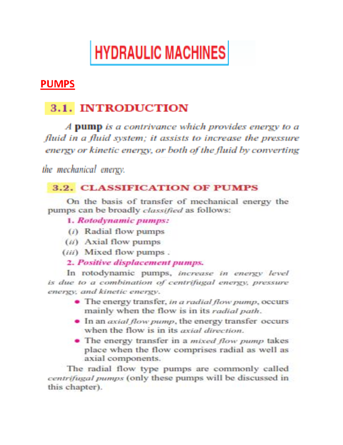 Topic 4- Hydraulic Machines - Civil Engineering - PUMPS - Studocu