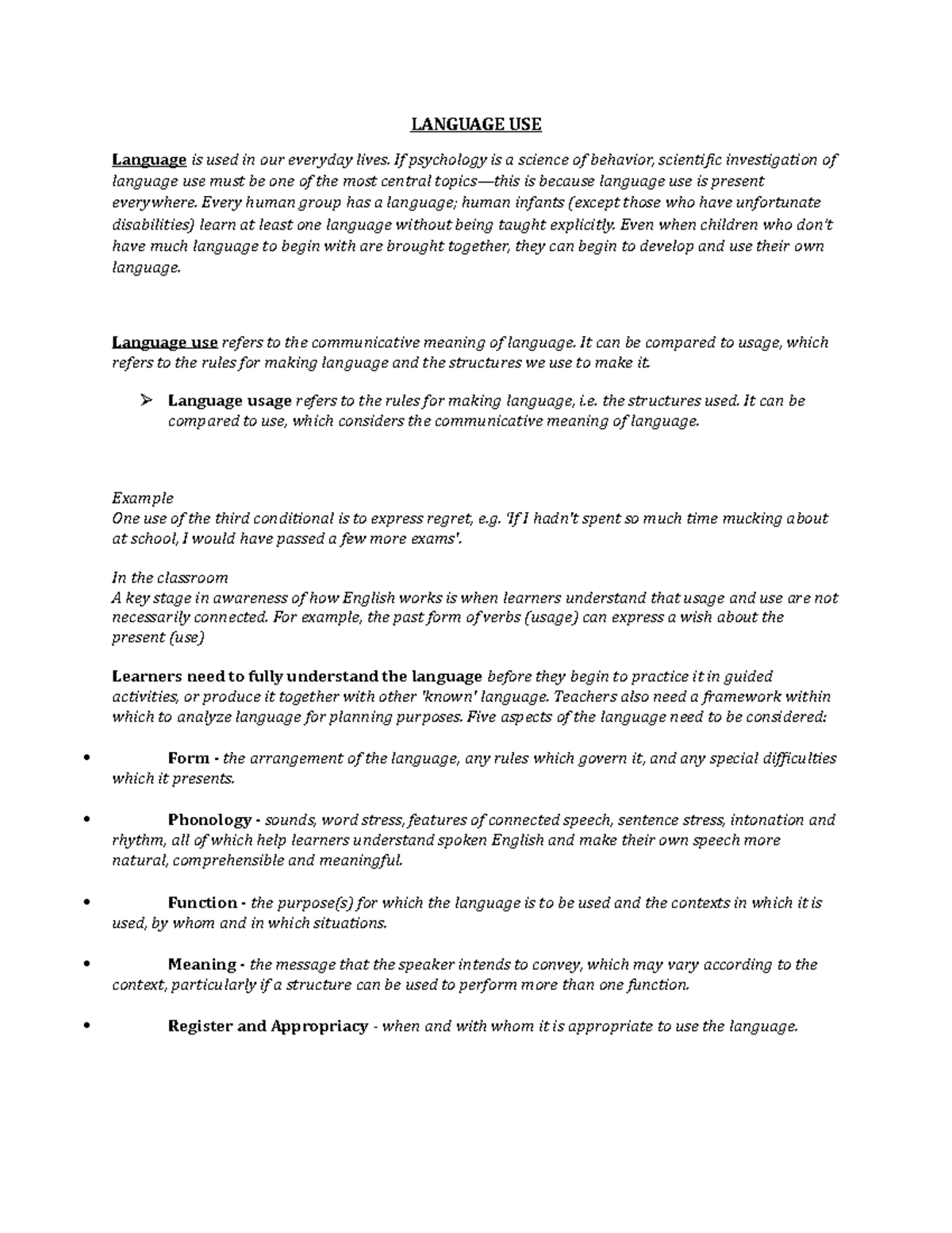 Language-USE1 - This is a Lecture Notes for Language Use Chapter 1 in ...