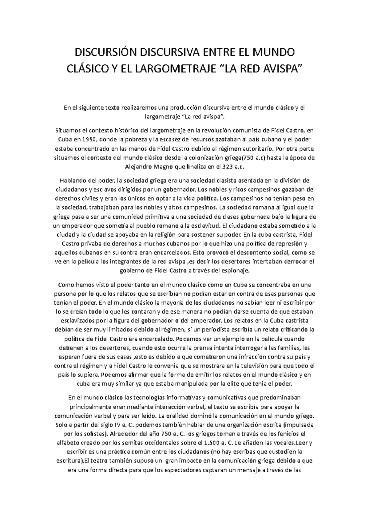 Discursión discursiva - DISCURSIÓN DISCURSIVA ENTRE EL MUNDO CLÁSICO Y ...