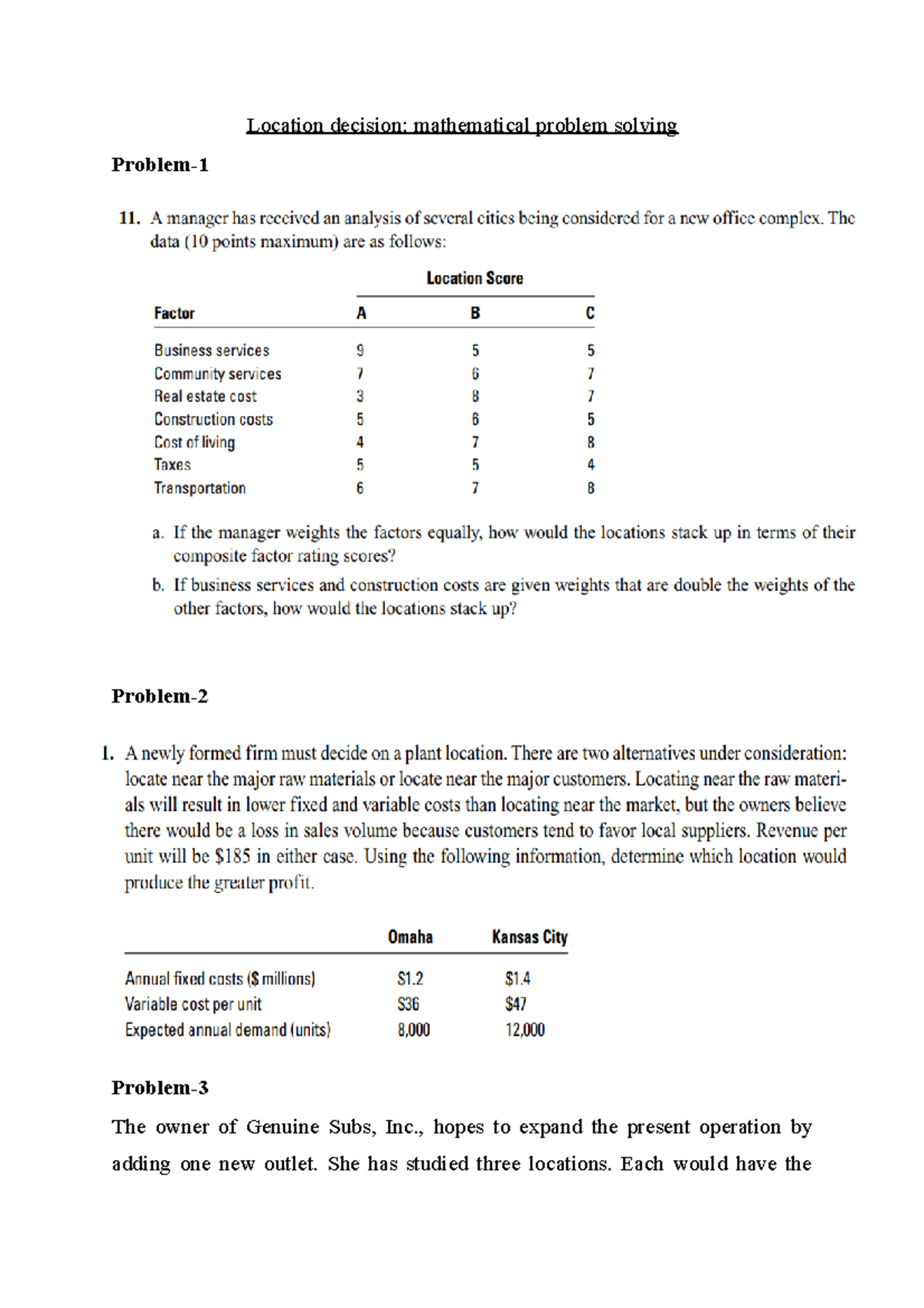 Location-decision exercise-without-solution - Location decision ...
