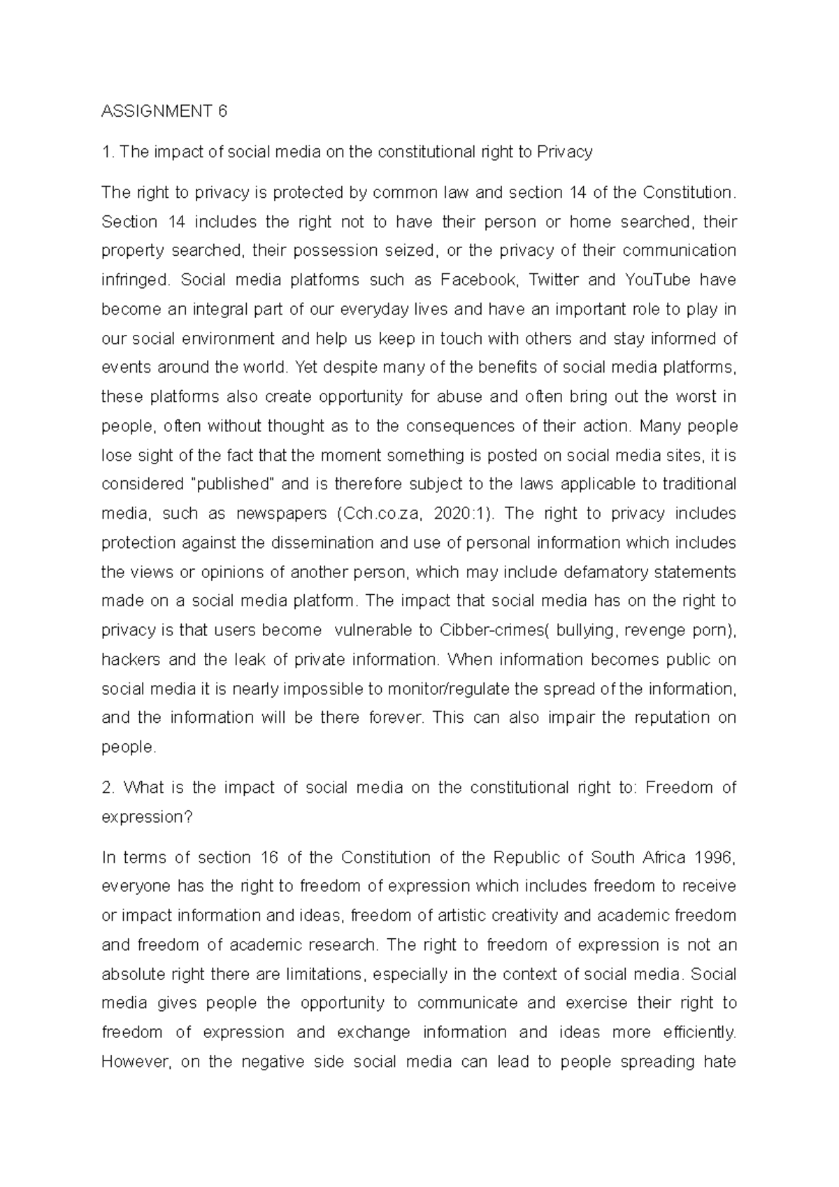 social dimensions assignment 6 - ASSIGNMENT 6 The impact of social ...