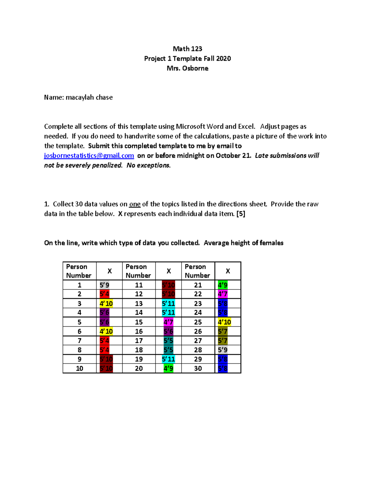 Project 1 Template 2 - Grade: A+ - Math 123 Project 1 Template Fall 2 ...