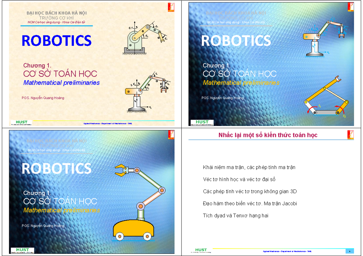Robotics 1 Co so toan hoc - matrix - Applied Mechanics - Department of Mechatronics - SME O q 1 ...