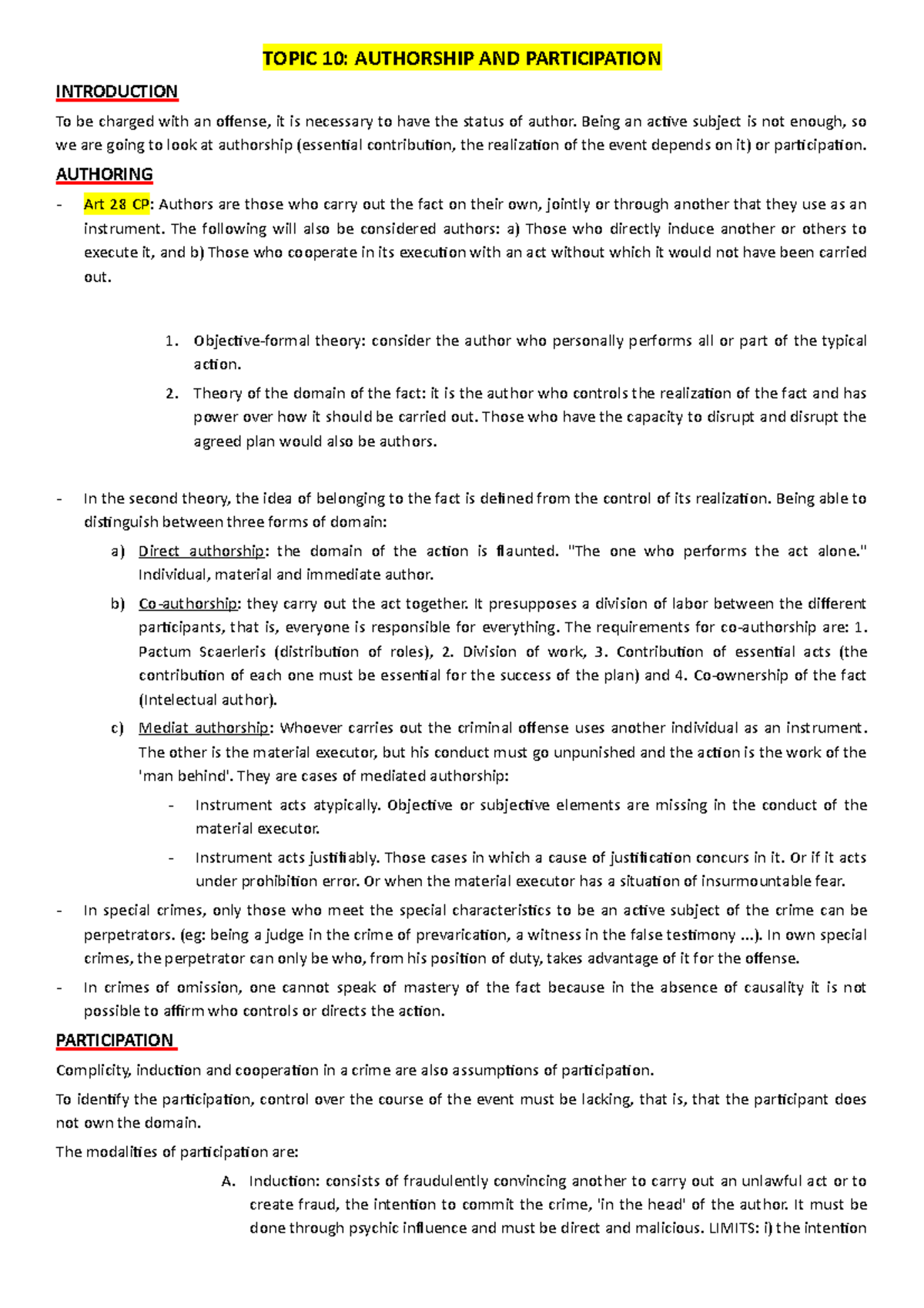 Unit 10 - Lecture notes 10 - TOPIC 10: AUTHORSHIP AND PARTICIPATION ...