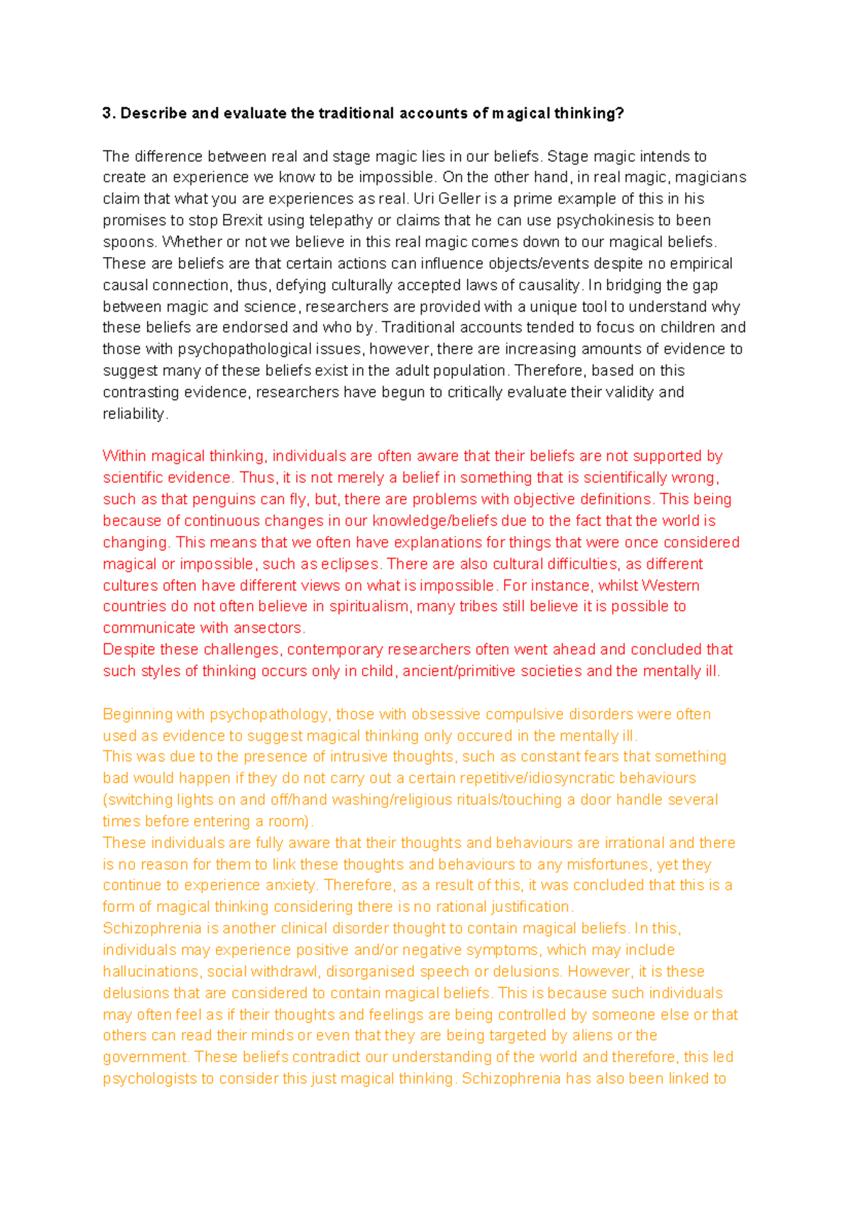 3. Describe and evaluate the traditional accounts of magical thinking ...
