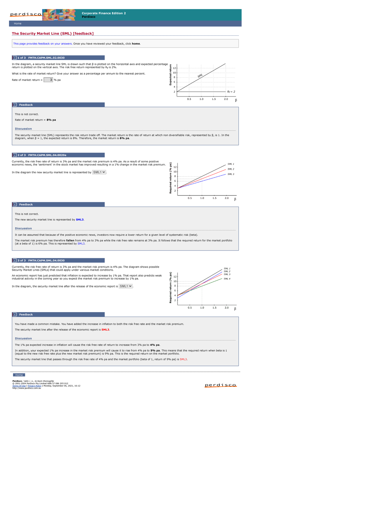 The Security Market Line (SML) - Corporate Finance Edition 2 Perdisco ...