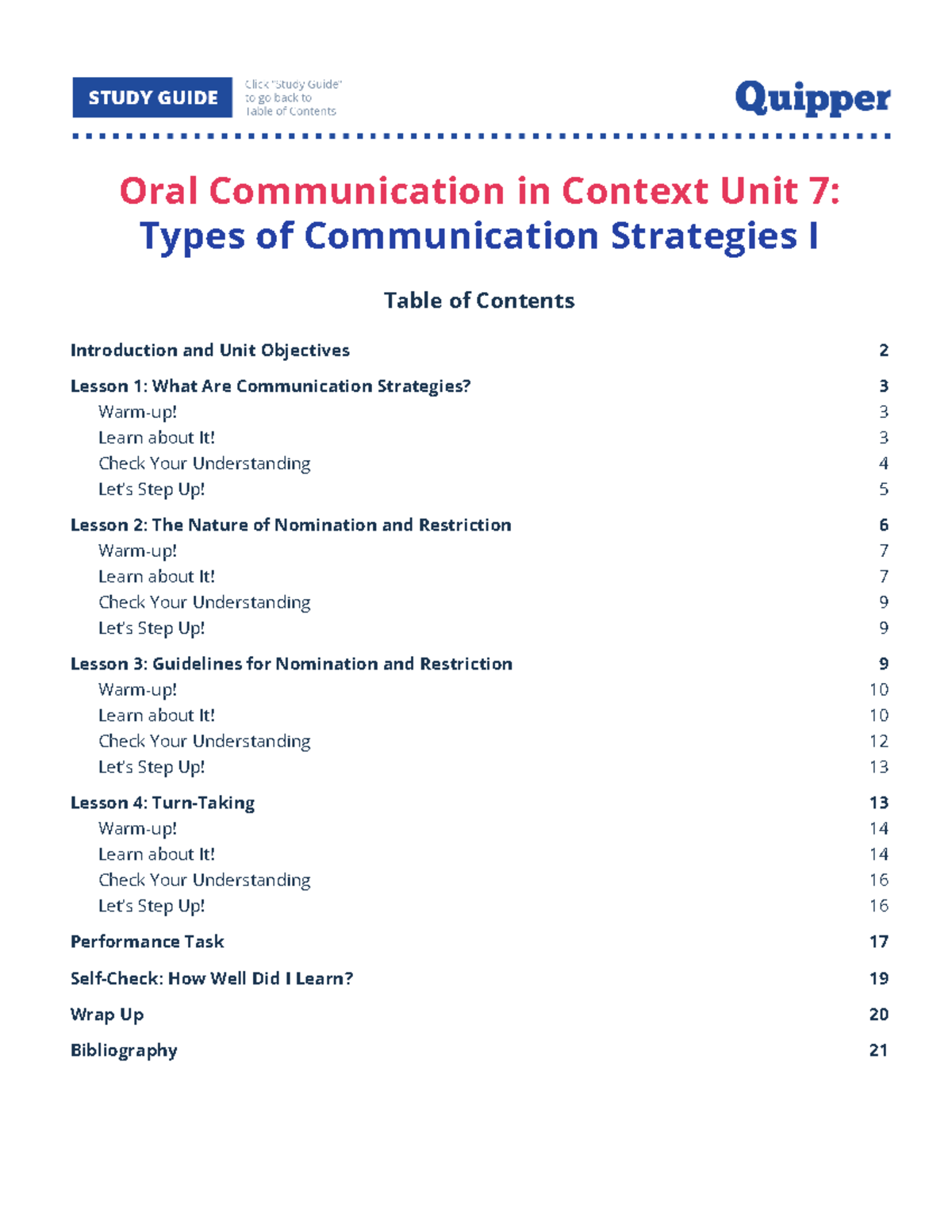 PDF OC Unit 7 Types of Communication Strategies I, 4 topics - Oral ...