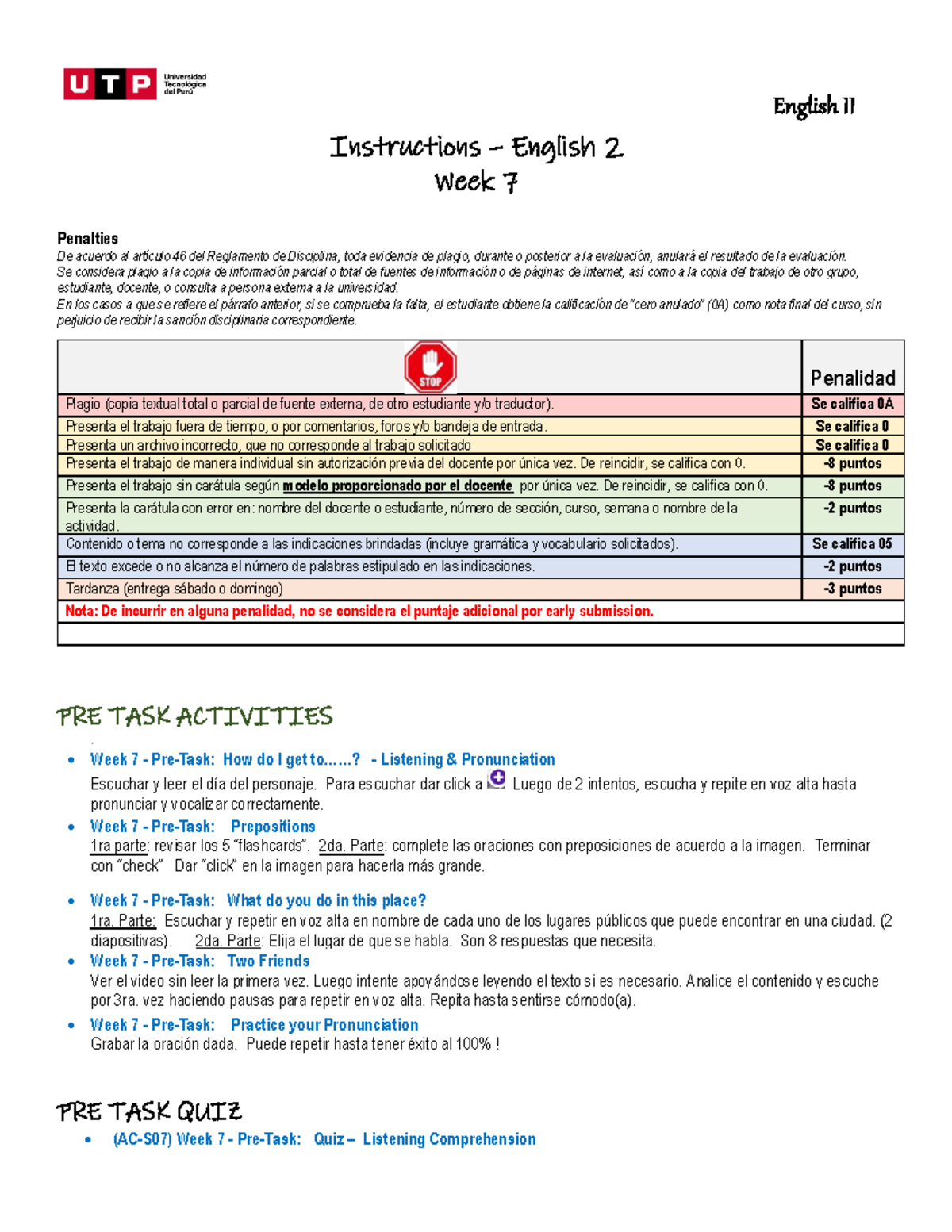 Week 07-Indicaciones en español - English II Instructions – English 2 ...