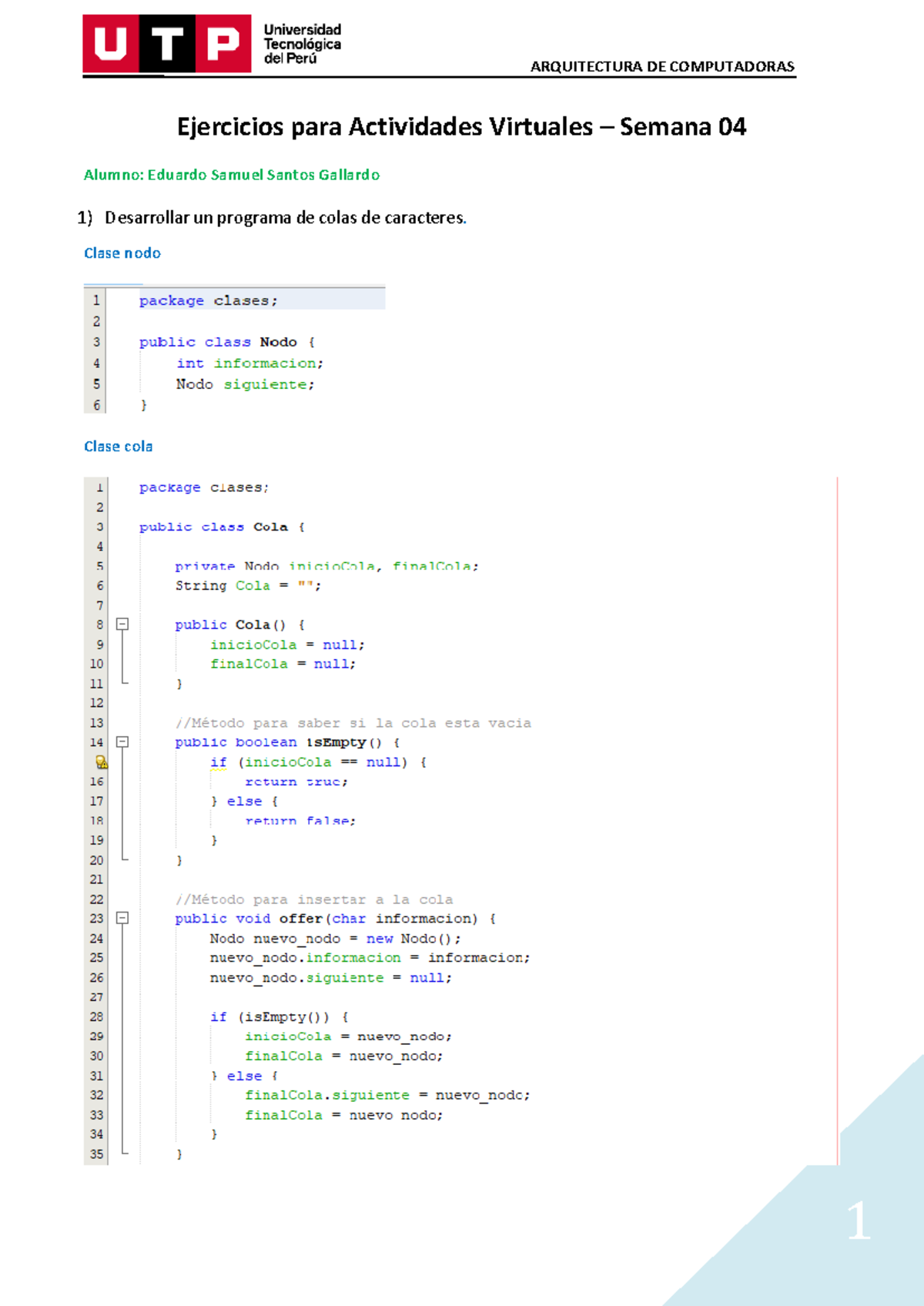 Tarea 4 - Ejercicios para Actividades Virtuales – Semana 04 Alumno ...
