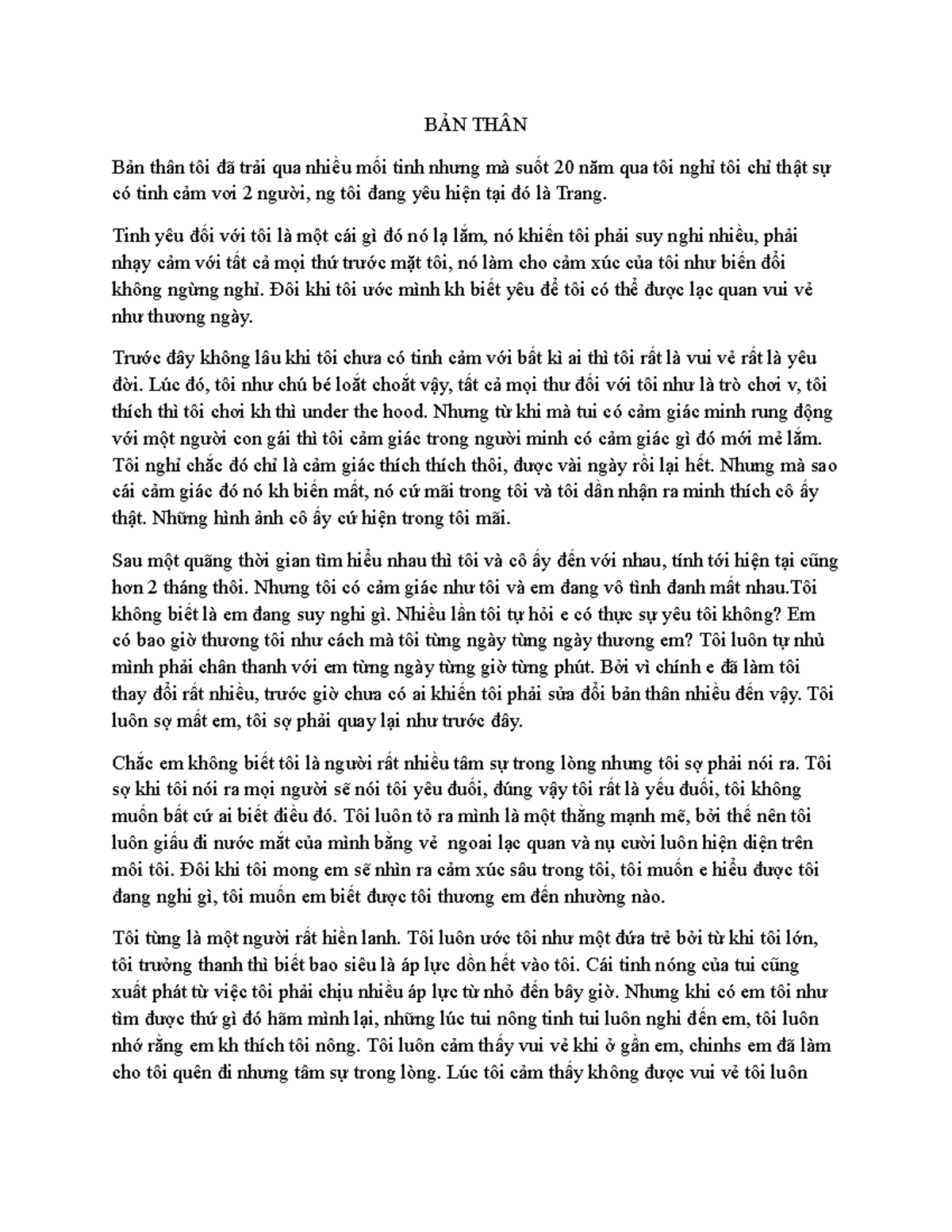 BẢN-THÂN - jhkb - BẢN THÂN Bản thân tôi đã trải qua nhiều mối tinh ...