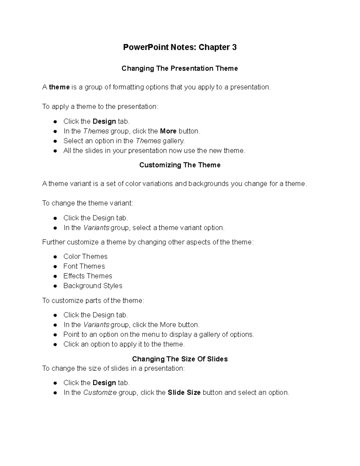Power Point Notes Chapter 3 - PowerPoint Notes: Chapter 3 Changing The ...
