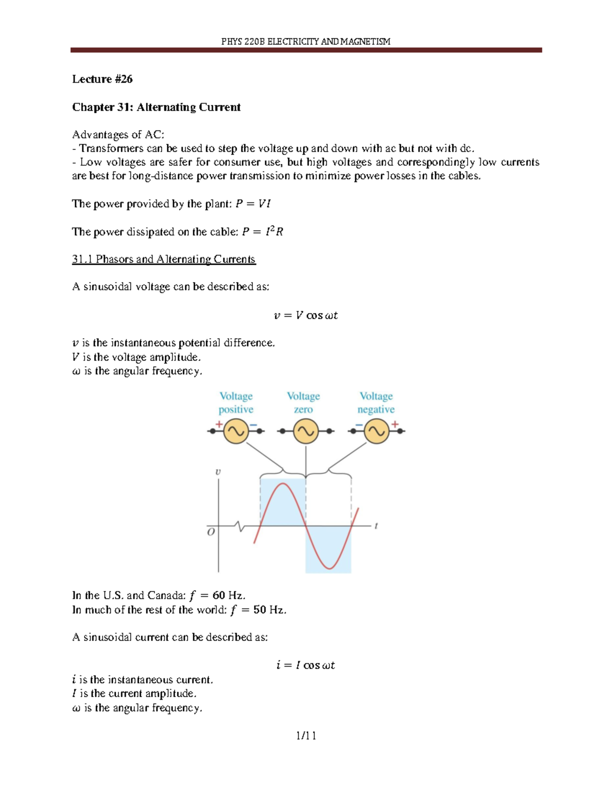Lecture 26 - PROFESSOR LI GAO - PHYS 220B ELECTRICITY AND MAGNETISM ...