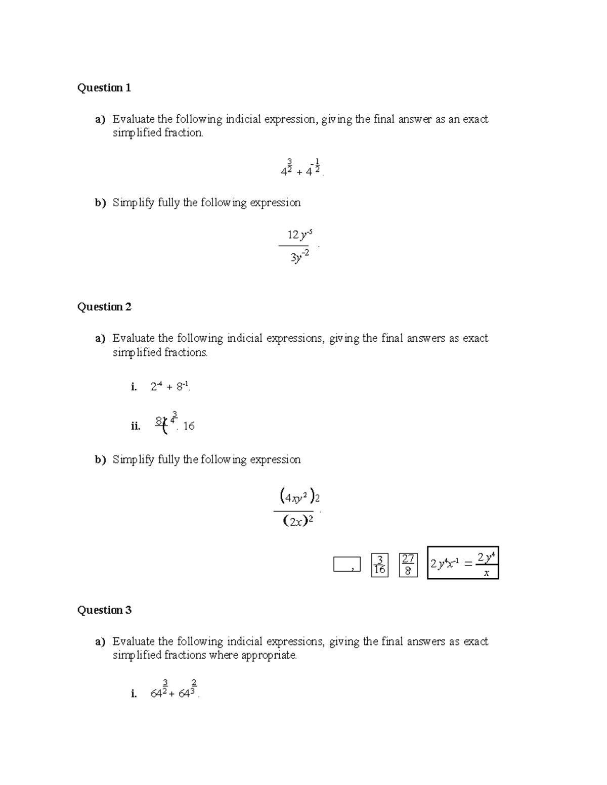 Math craft module 1 - Indices and logarithims class assignment and ...