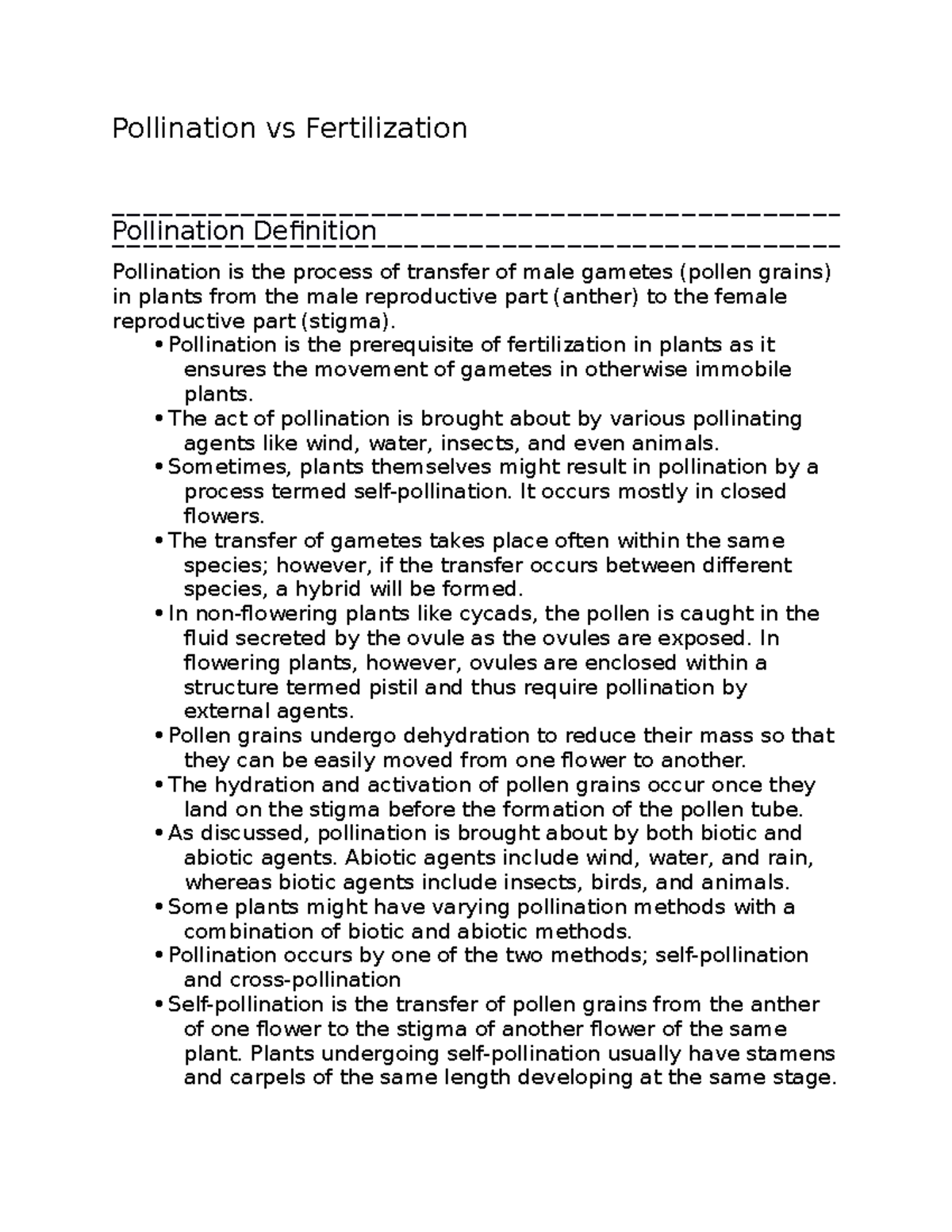 Pollination vs Fertilization - Pollination vs Fertilization Pollination ...