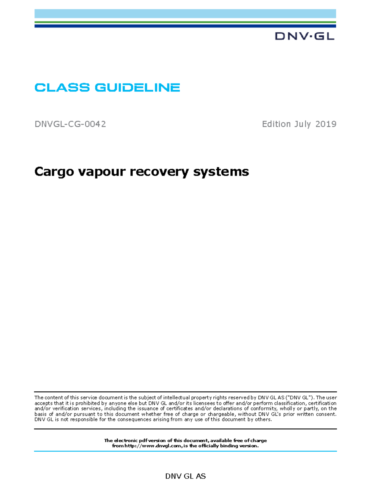 Dnvgl-CG-0042 - Cargo vapour recovery systems - The content of this service document is the ...