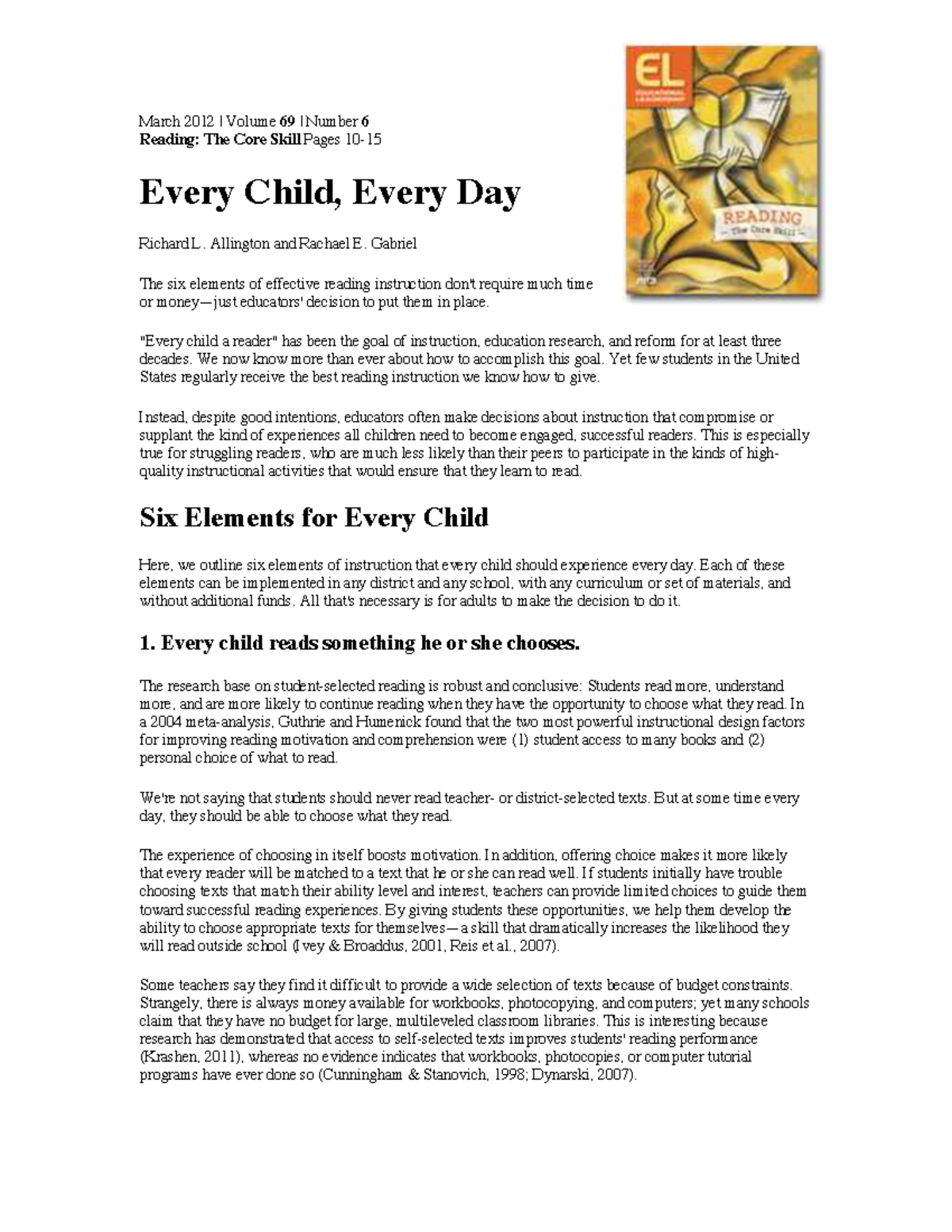 Every Child Every Day - essays - March 2012 | Volume 69 | Number 6 ...