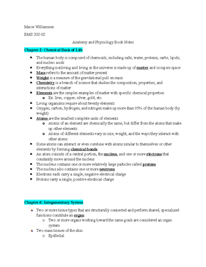 Anatomy and Physiology Chapter Notes Unit 2 - Anatomy and Physiology ...