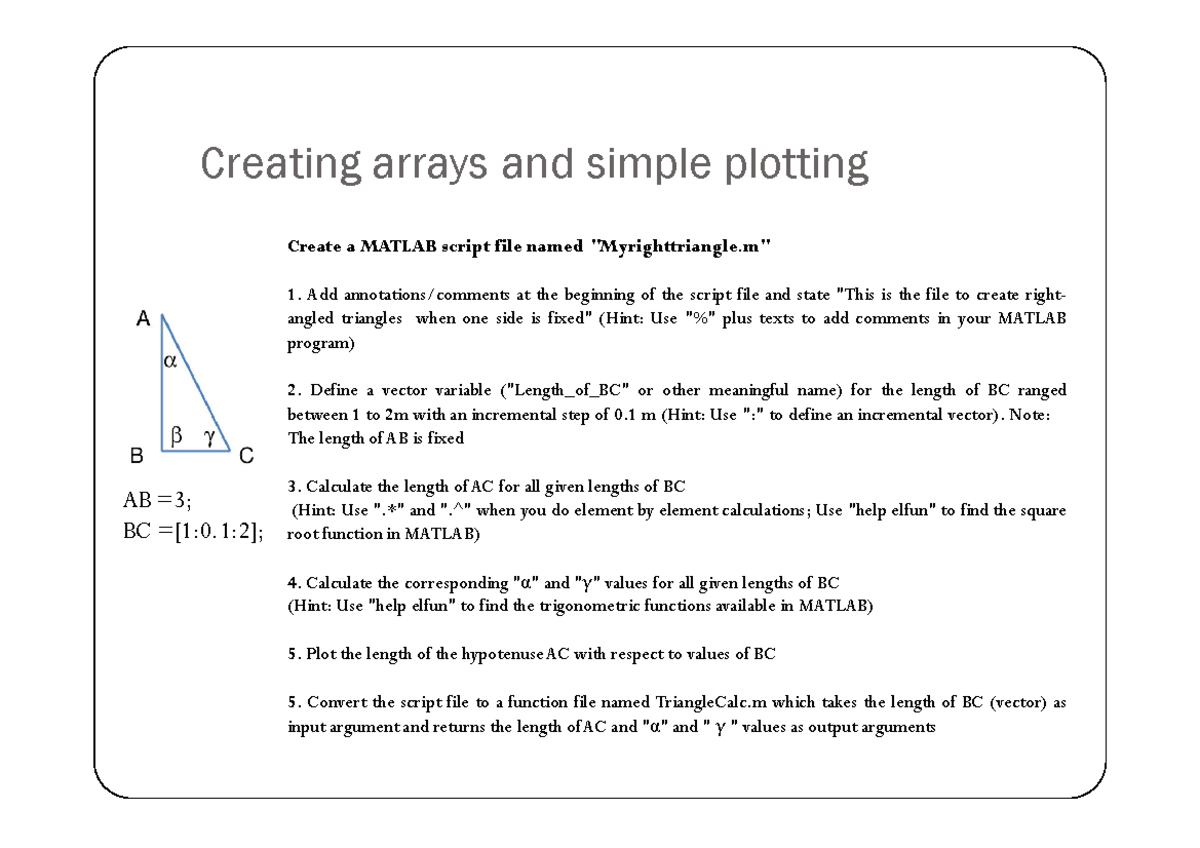 Exercise 1 Session 2 triangle - Creating arrays and simple plotting ...