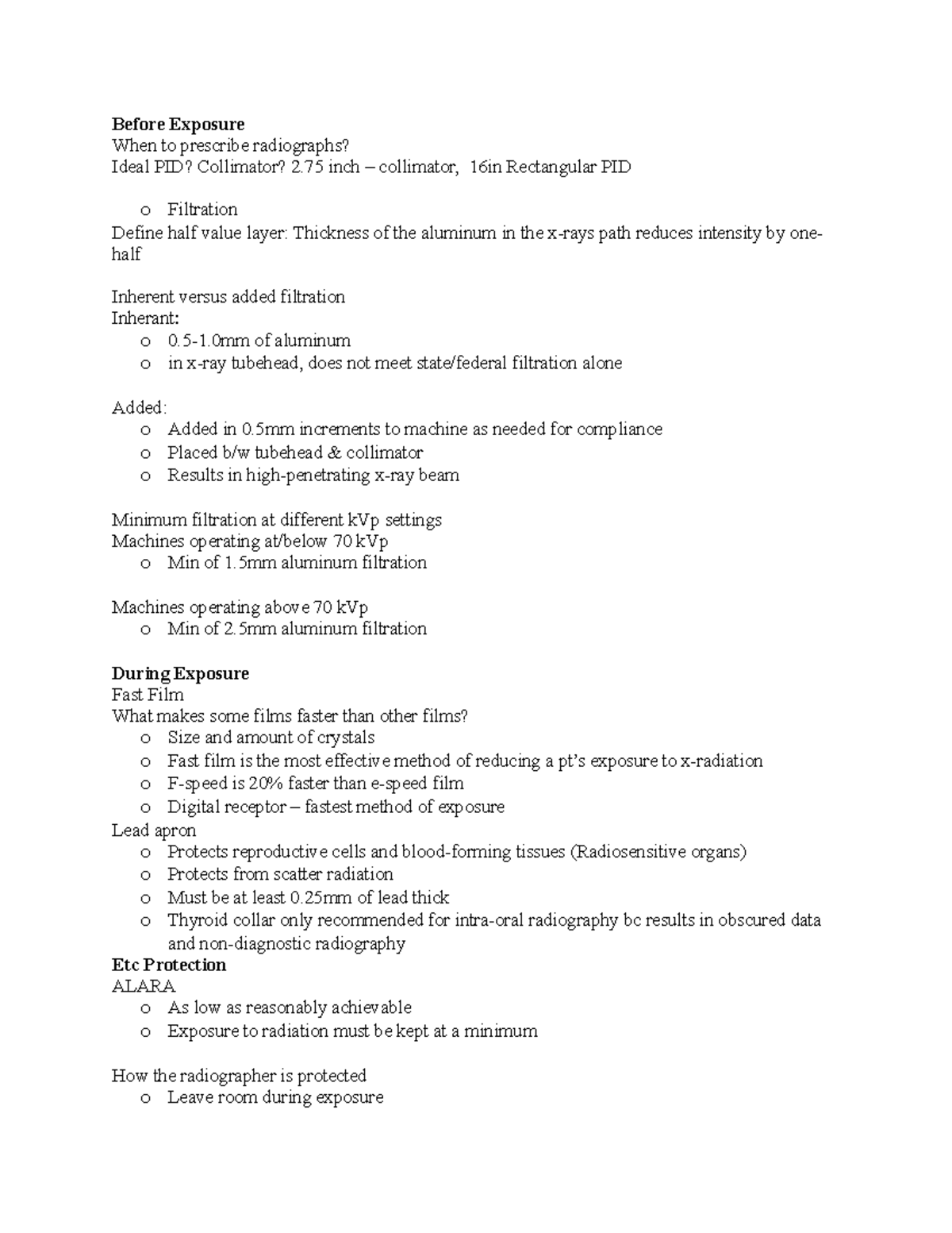 Radiology final study guide - Before Exposure When to prescribe ...