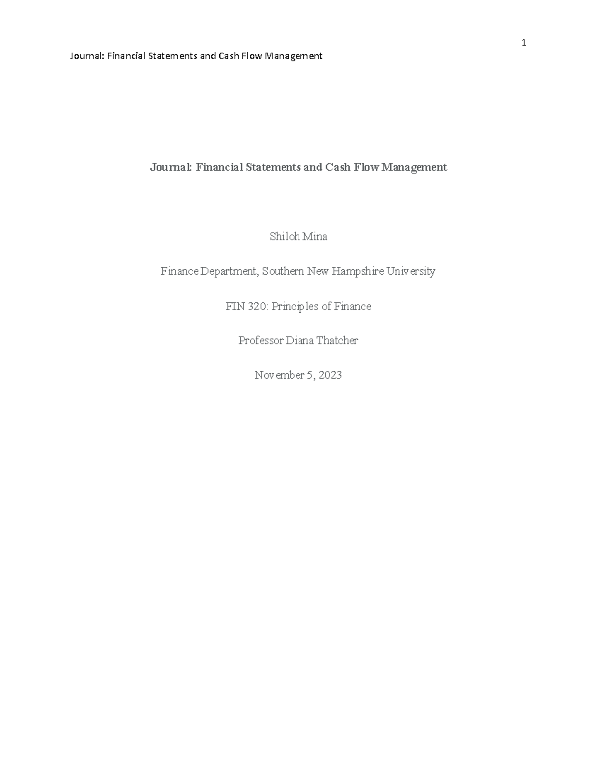 Financial and cash flow journal - Journal: Financial Statements and ...