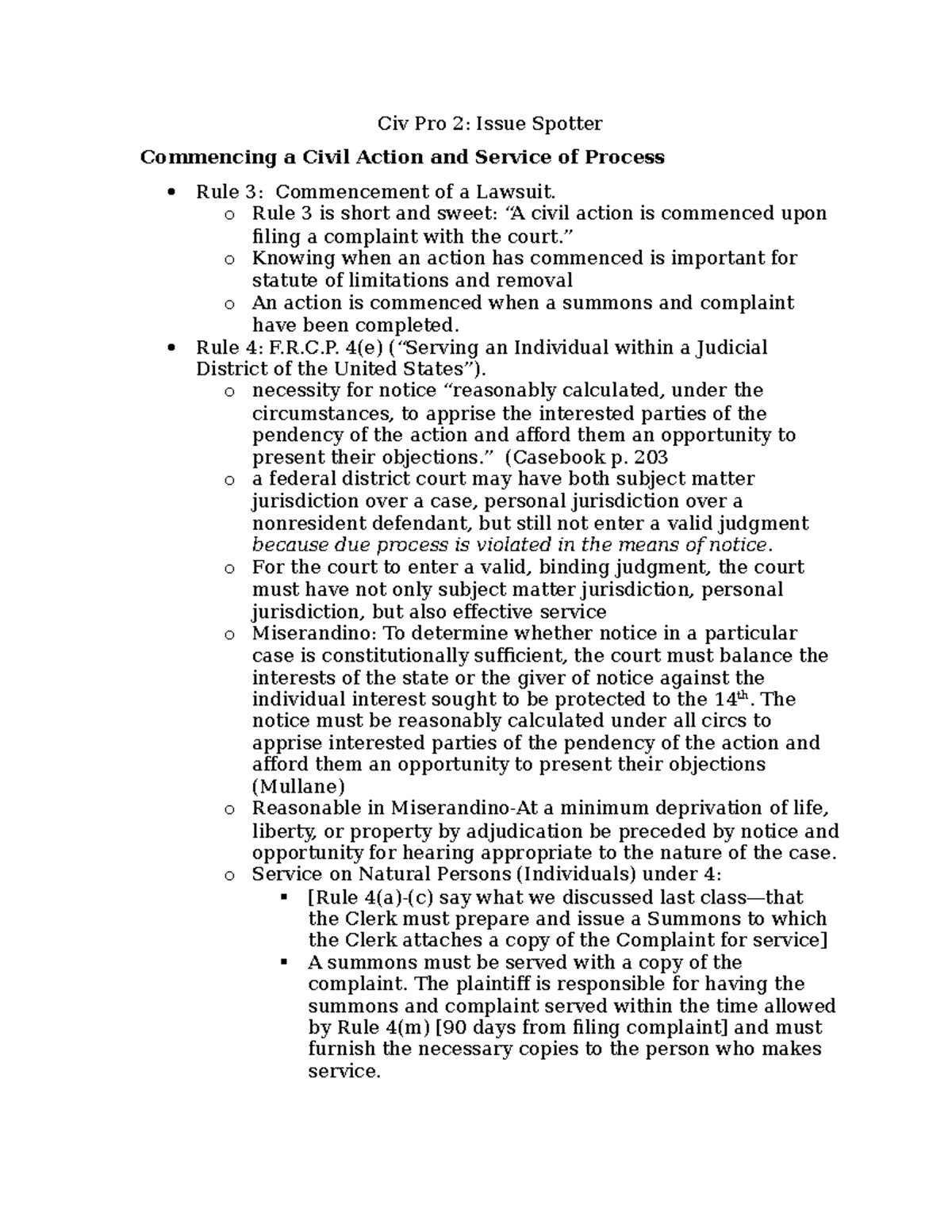 Civ Pro 2 Issue Spotter - Civ Pro 2: Issue Spotter Commencing a Civil ...