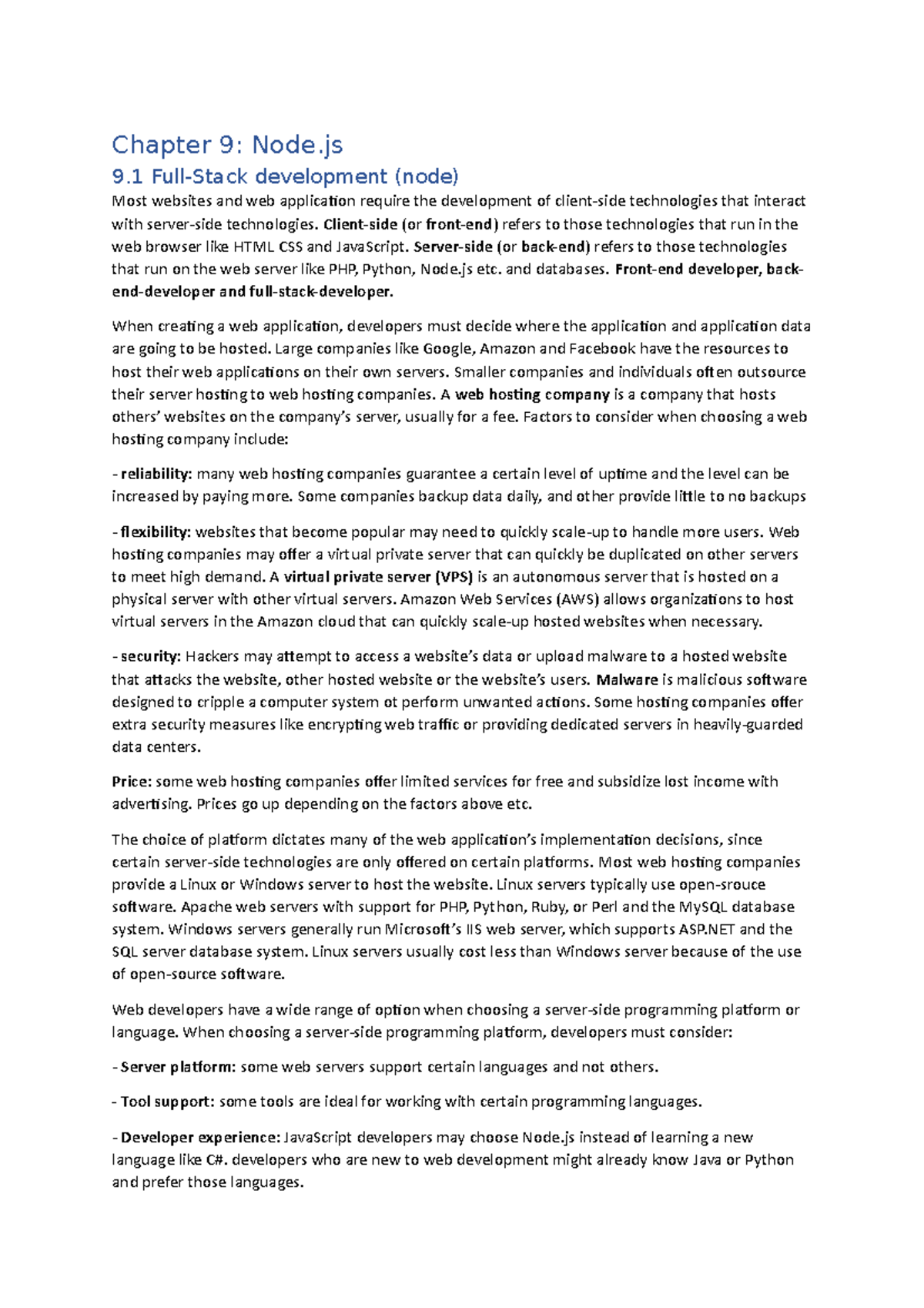 9 - Chapter 9 - Chapter 9: Node 9 Full-Stack development (node) Most ...