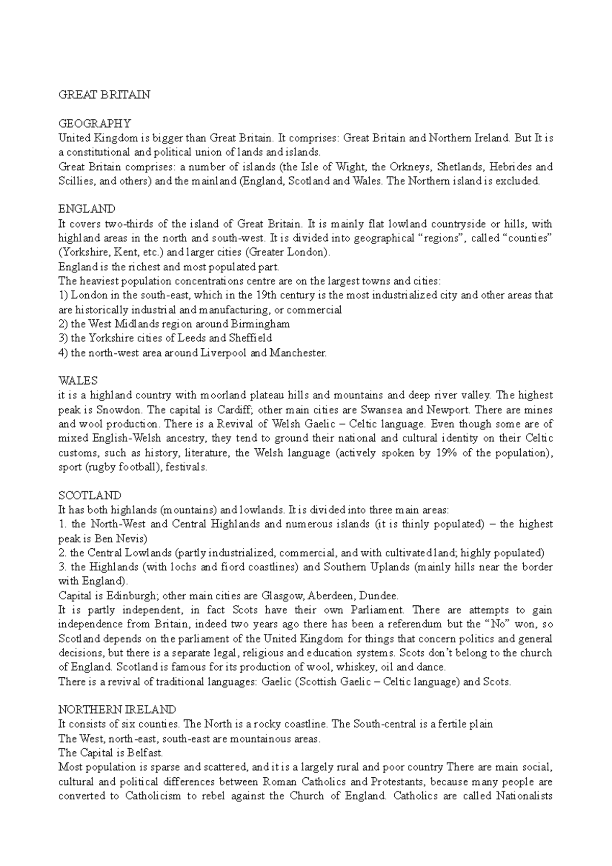 British civilization - an introduction - GREAT BRITAIN GEOGRAPHY United ...