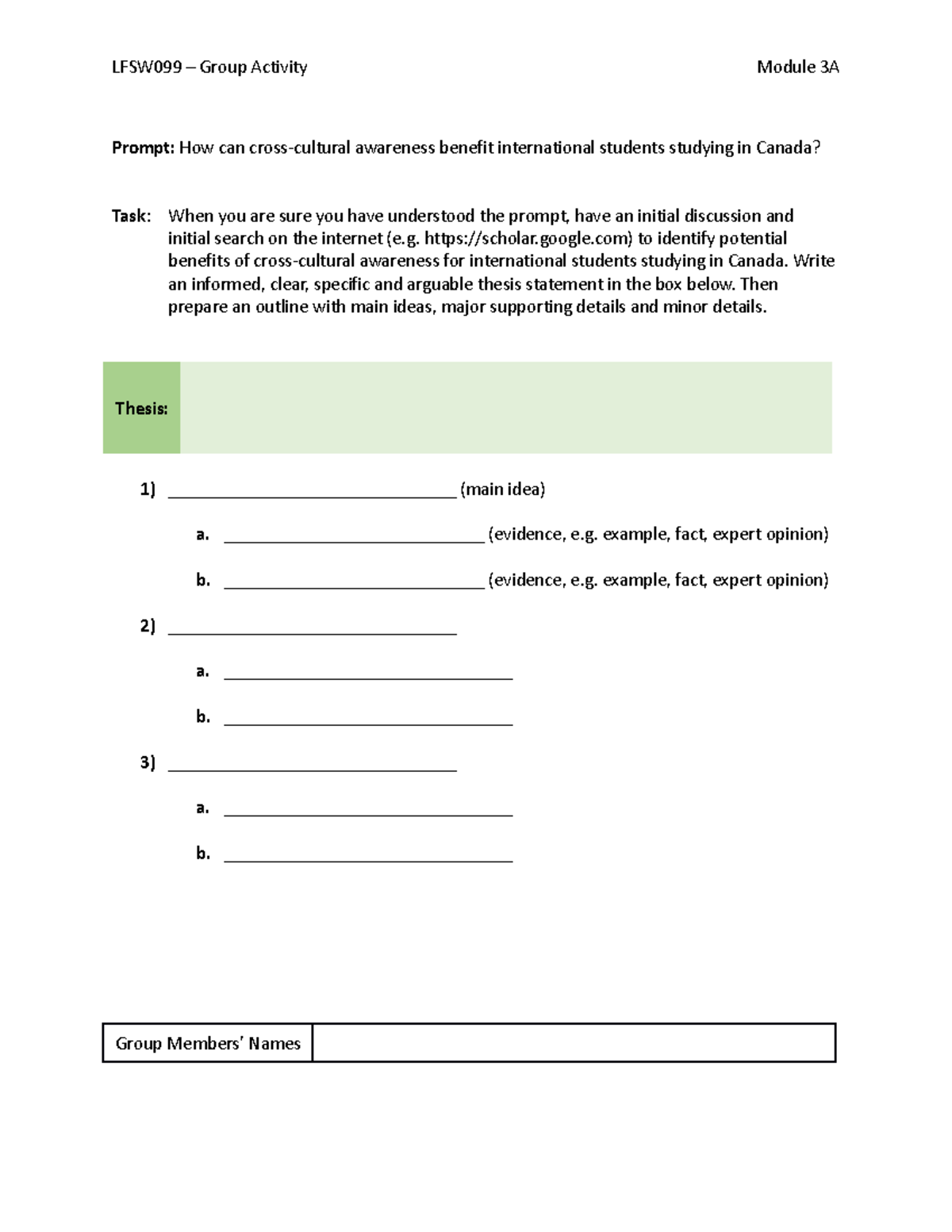 Module 3A-Group Task - Assignment done - LFSW099 – Group Activity ...
