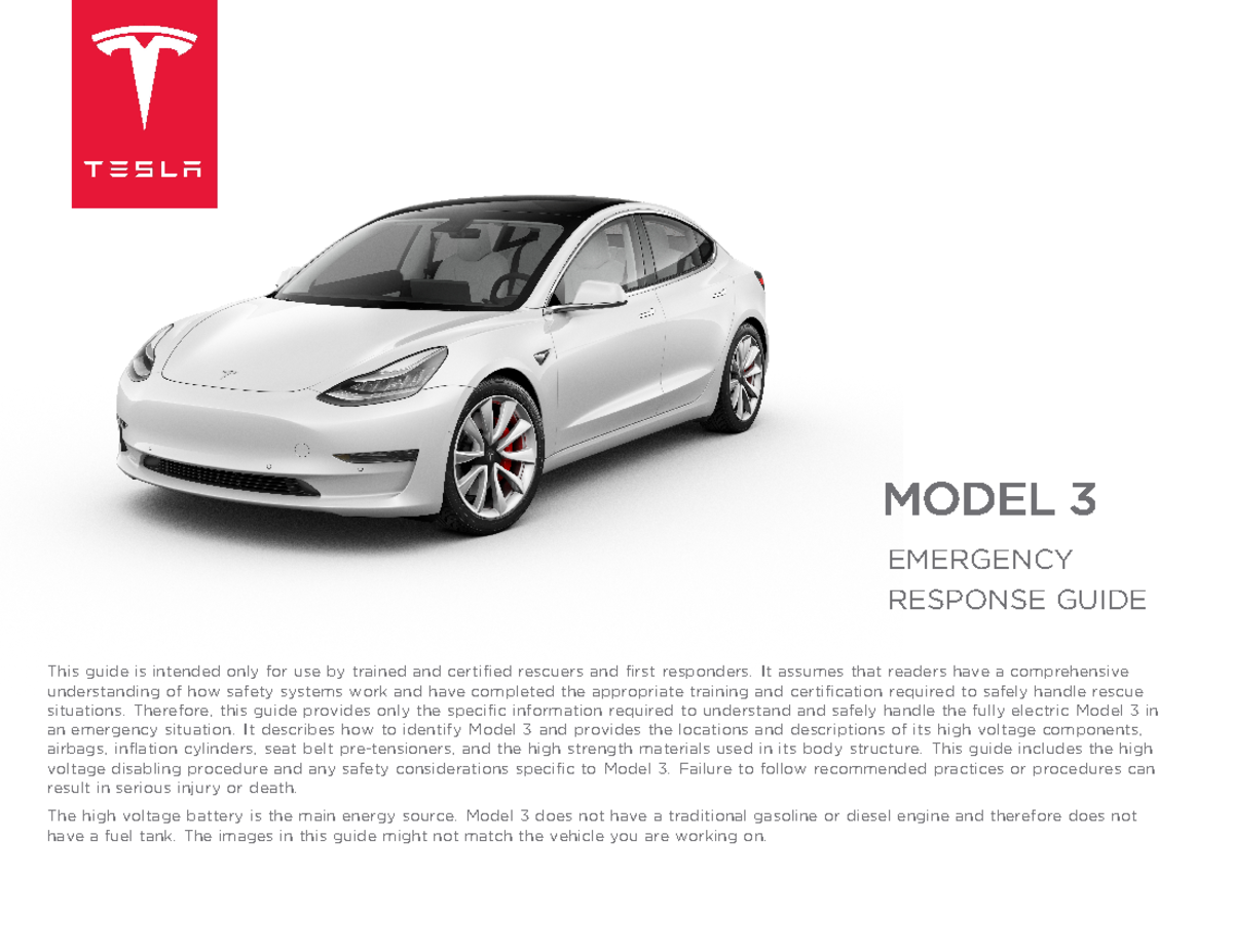 Model 3 Emergency Response Guide en - MODEL 3 EMERGENCY RESPONSE GUIDE ...