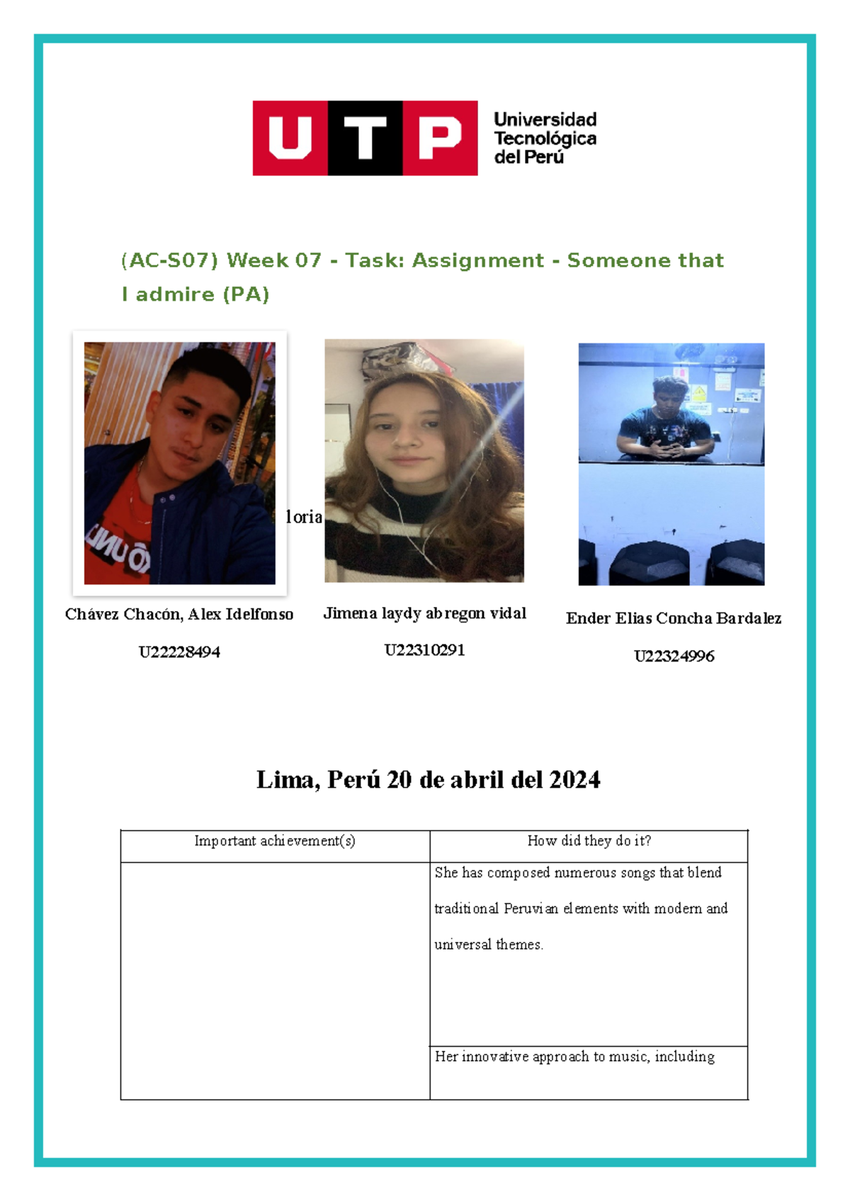 Ingles semana 7 - (AC-S07) Week 07 - Task: Assignment - Someone that I ...