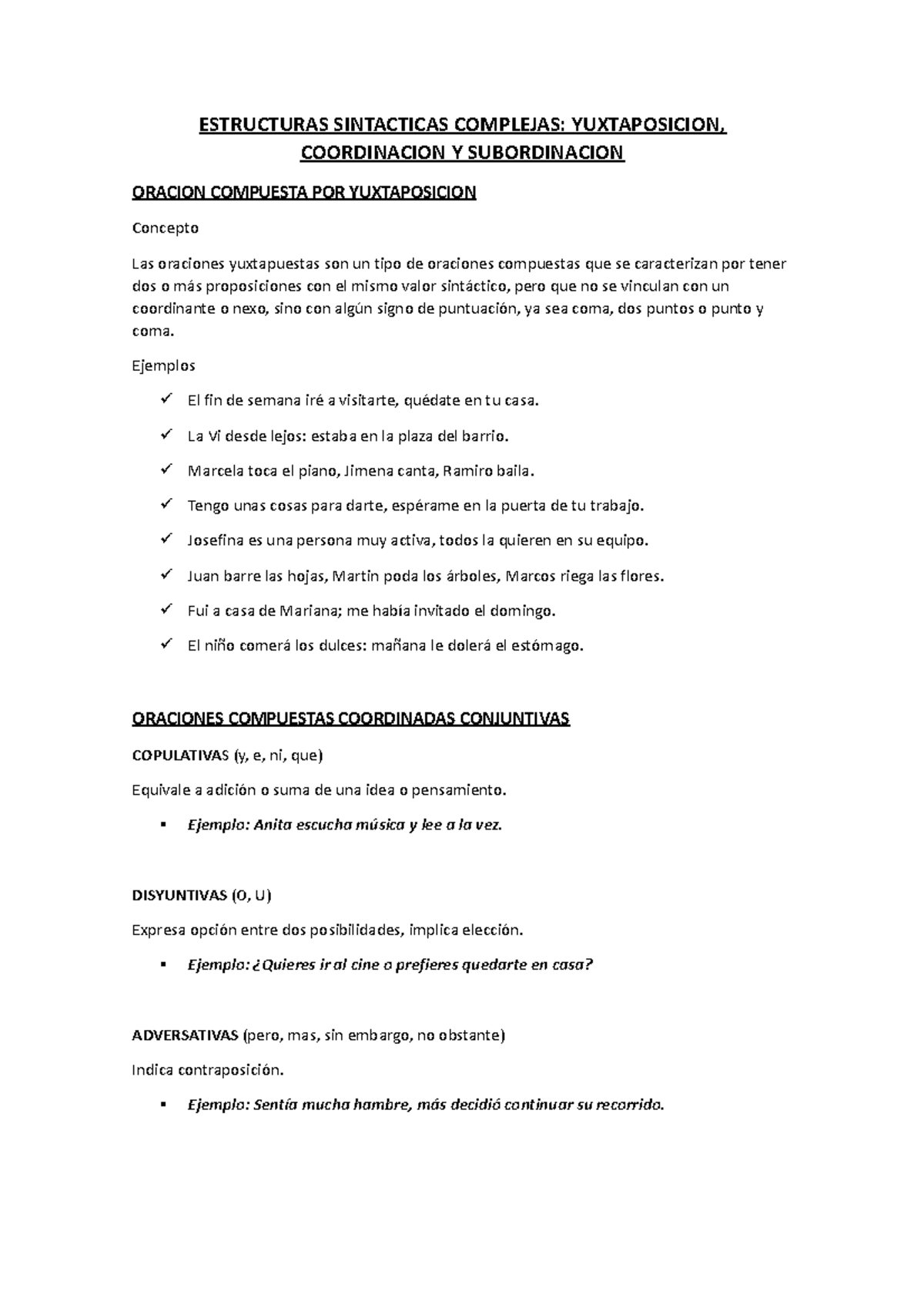 Resumen - Estructuras Sintacticas Complejas - ESTRUCTURAS SINTACTICAS ...