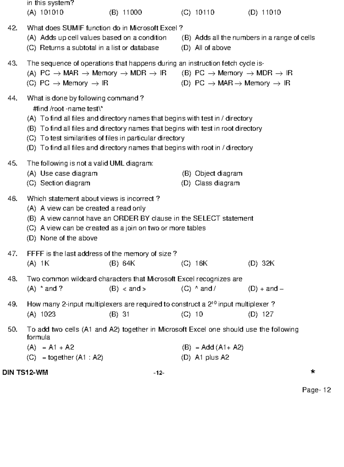 UP-Police-Programmer - in this system? (A) 101010 (B) 11000 (C) 10110 ...