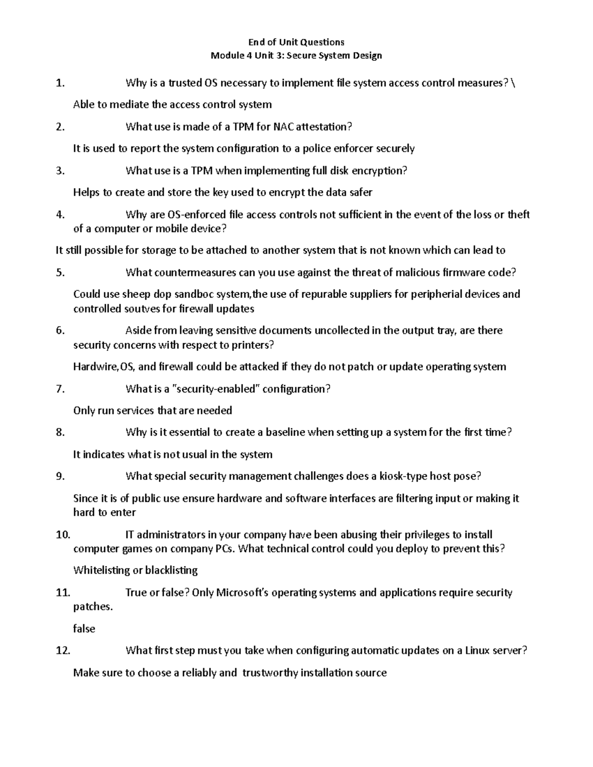 End of Unit Questions M-4 U-3 Secure Remote Access S - End of Unit ...