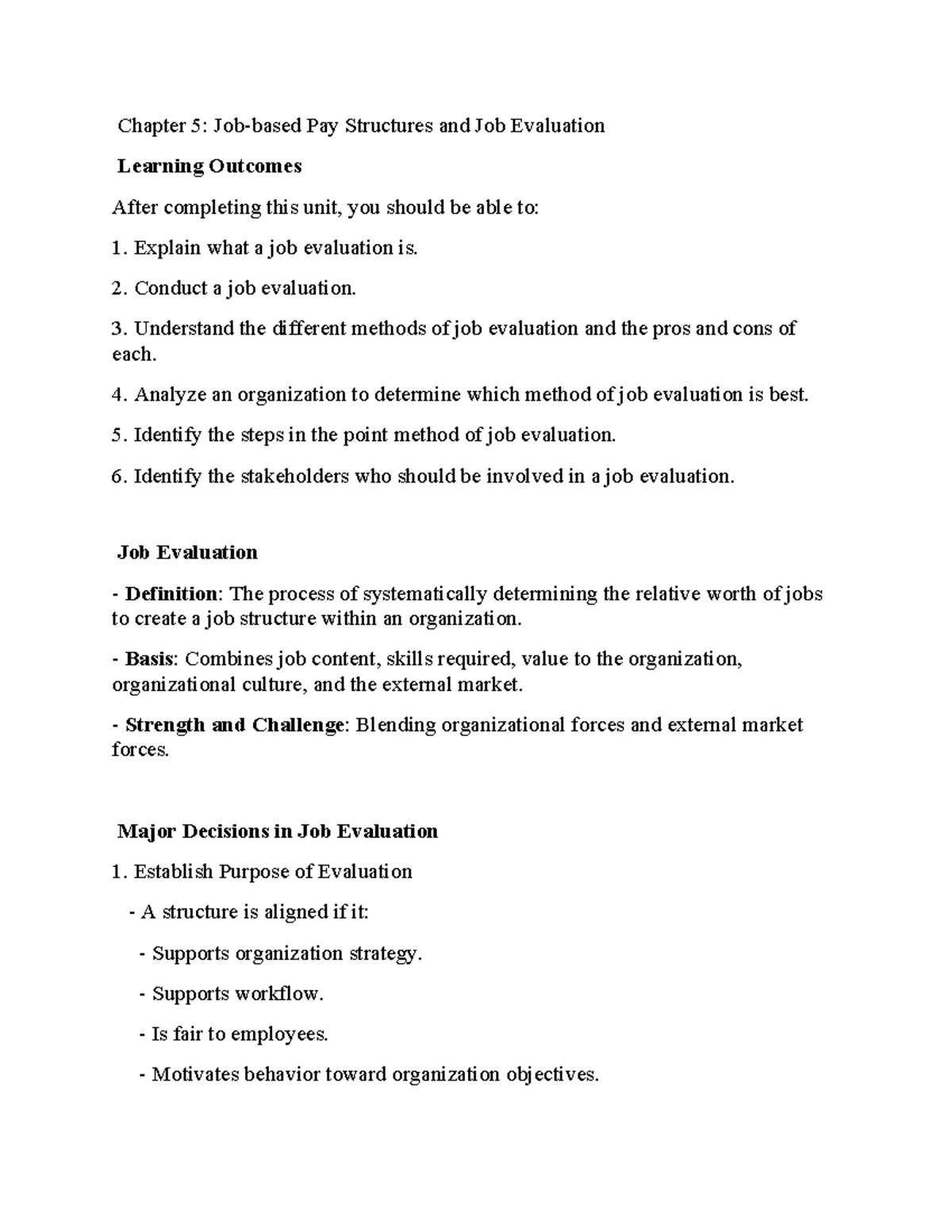 Chapter 5 compensation - Chapter 5: Job-based Pay Structures and Job ...