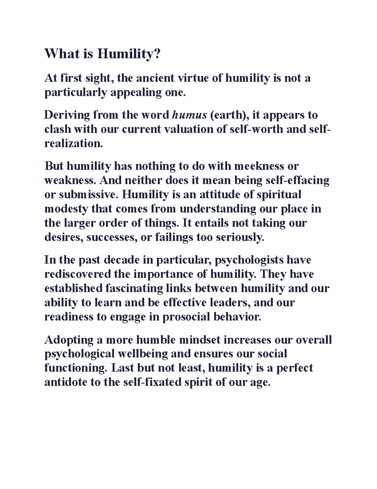 What is Humility - What is Humility? At first sight, the ancient virtue ...