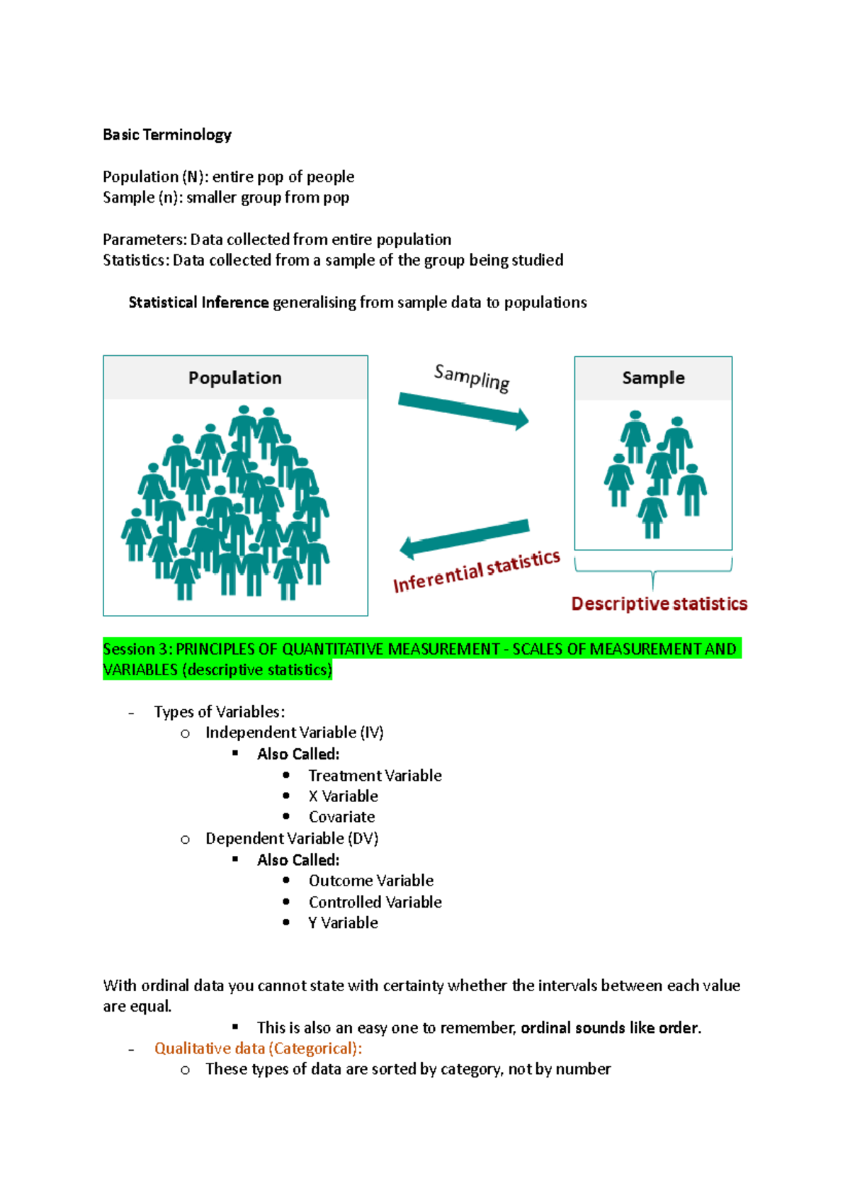 Org Psych Notes - Basic Terminology Population (N): entire pop of ...