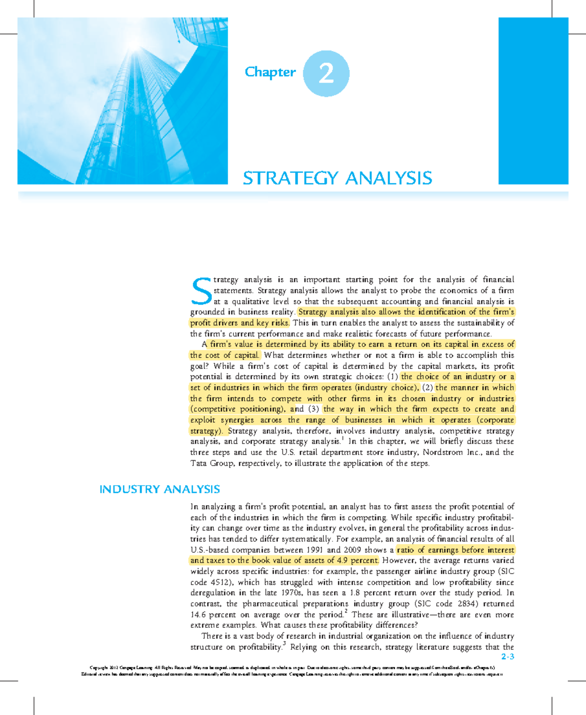 2a - تحليل مالي شابتر ٢ - Chapter 2 STRATEGY ANALYSIS S trategy analysis is an important ...
