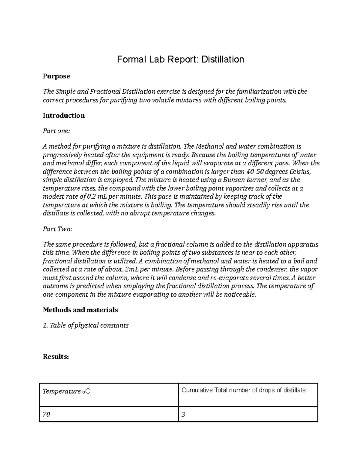 Formal Lab Report Chapter 5 Distillation - 233 - Studocu