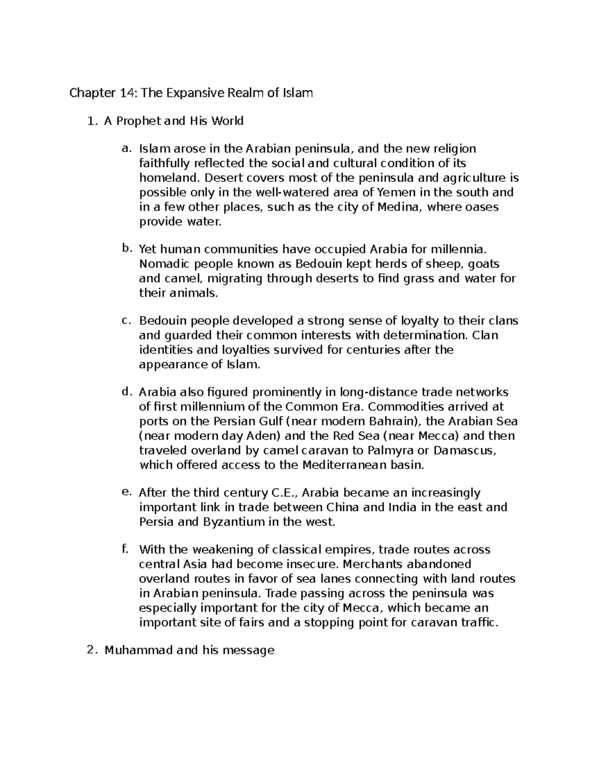 History 4 - More notes on the Islam - Chapter 14: The Expansive Realm ...
