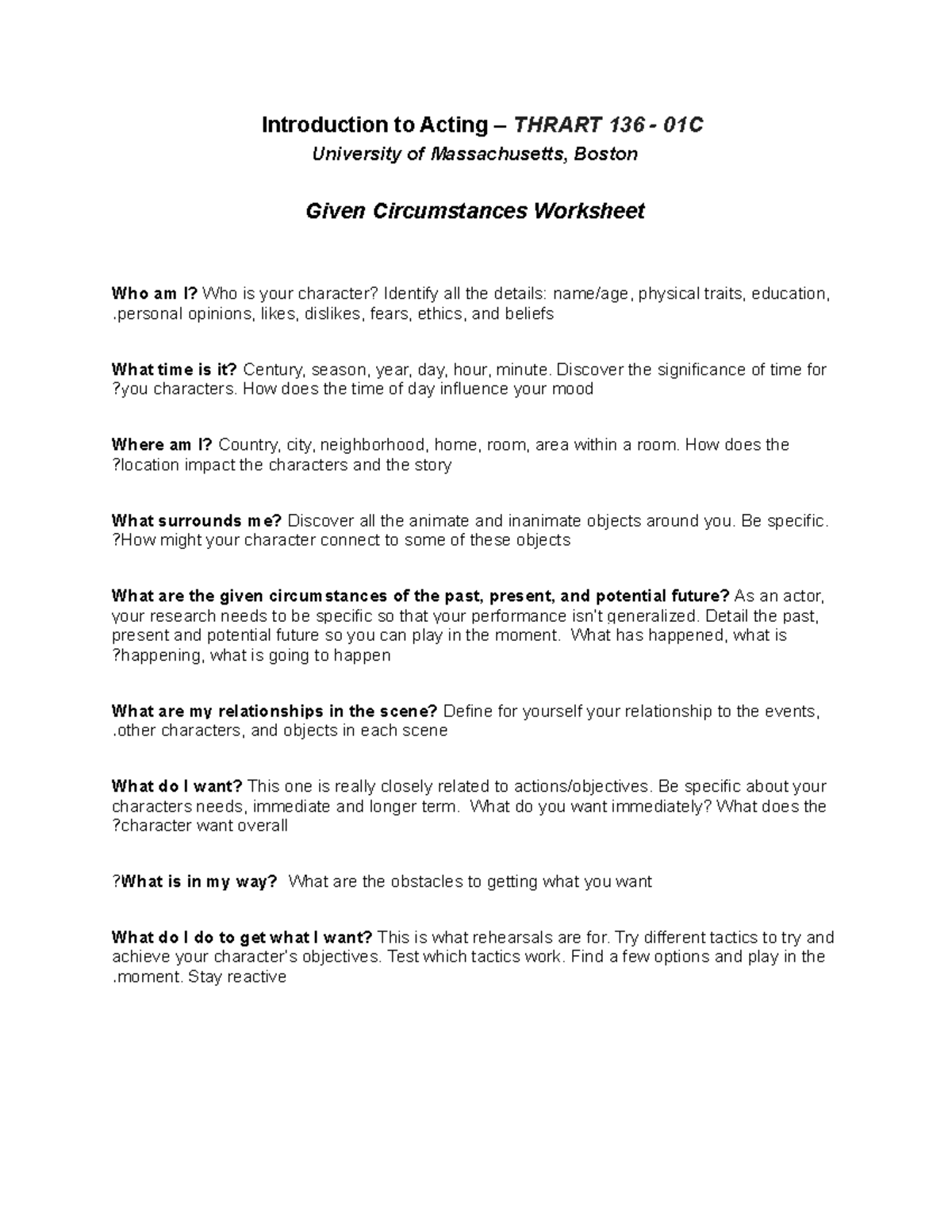 Given Circumstances worksheet UMB Acting 1 Spring 2021(1) 2 ...