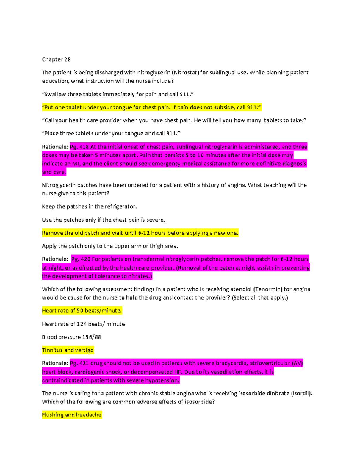 Ch 28-32 Pharm review - Chapter 28 The patient is being discharged with ...